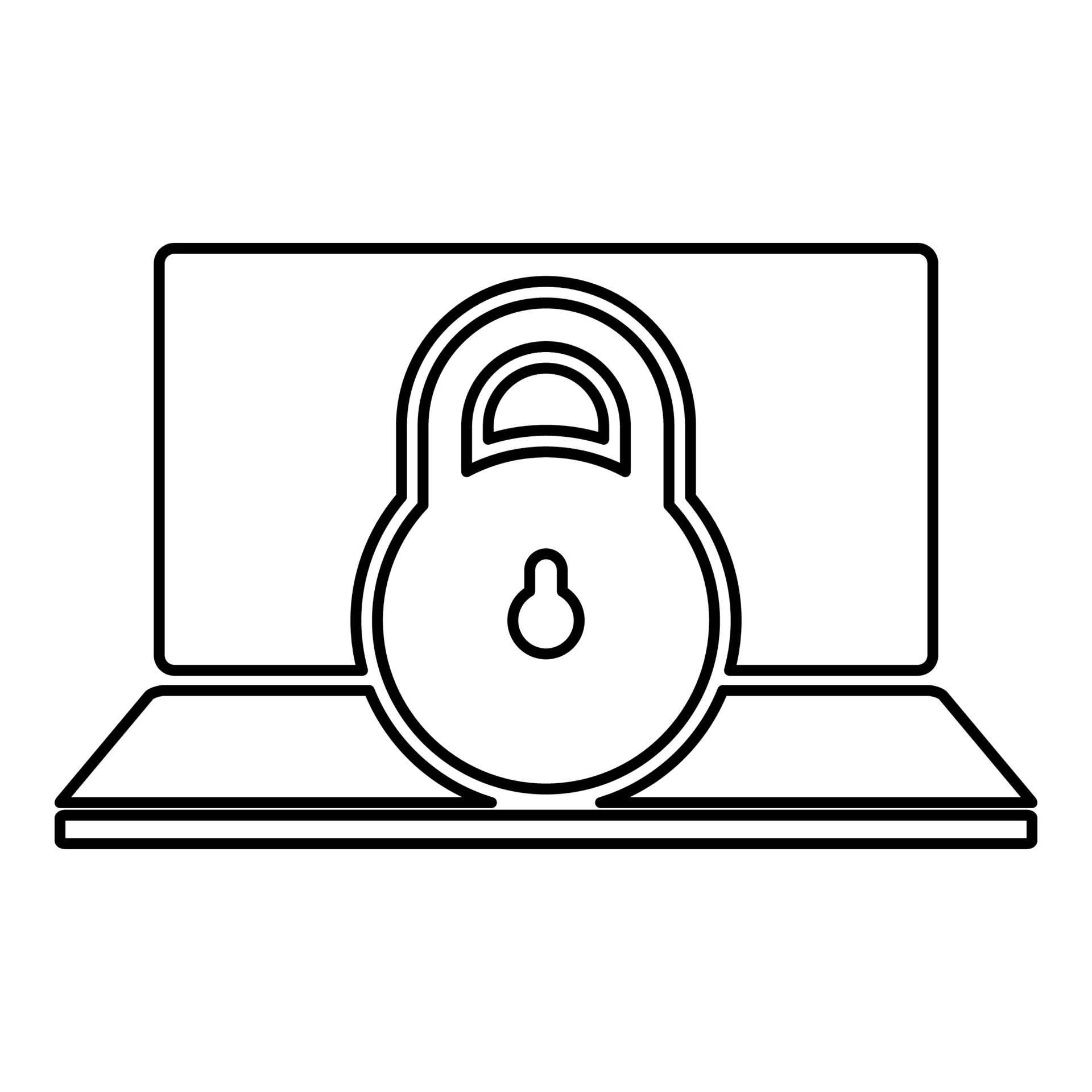 Laptop lock personal data security cyber access concept locked padlock ...