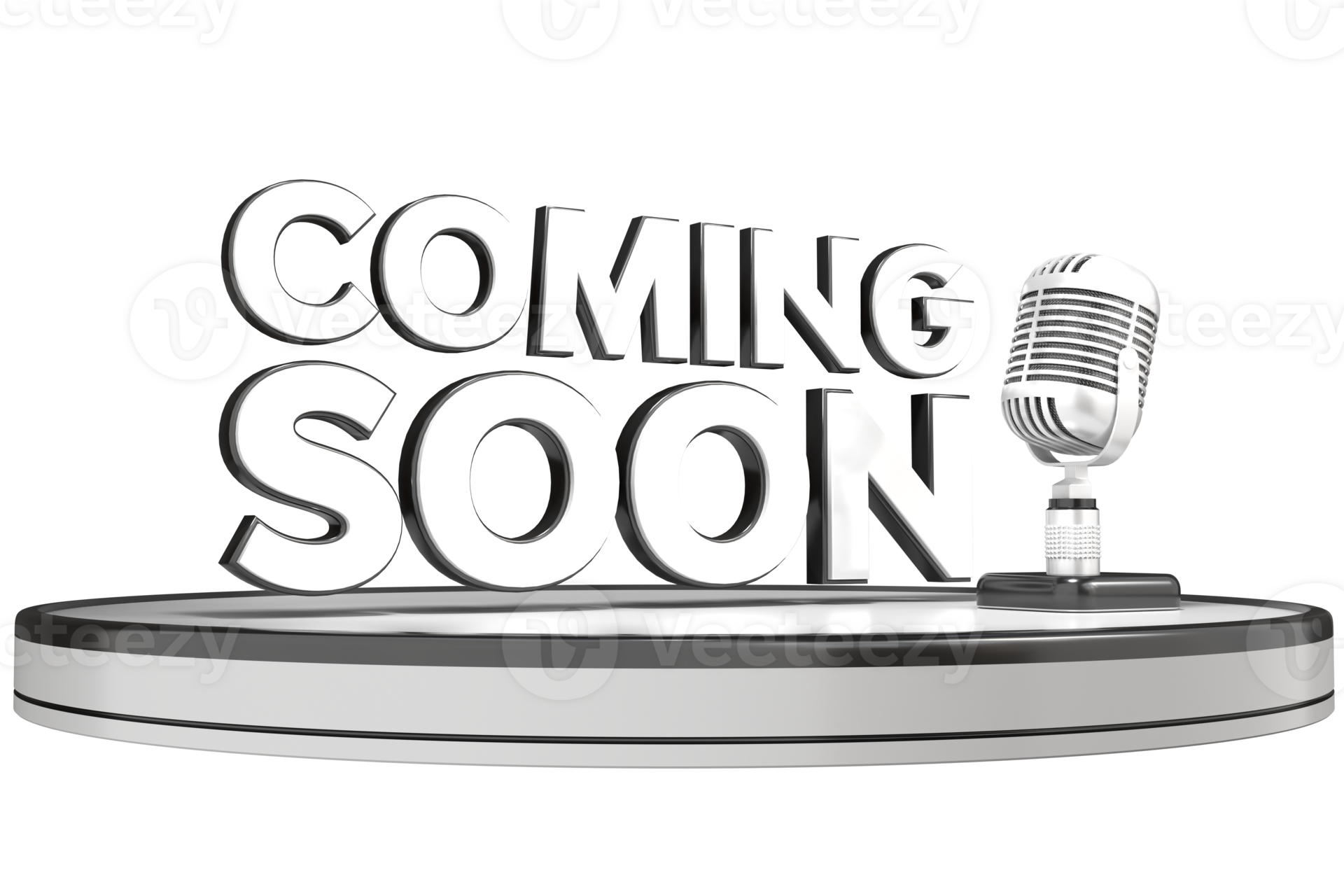 3D coming soon text with microphone in high quality render image ... 3D coming soon text with microphone in high quality render image ...