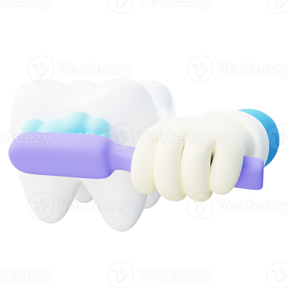3d Illustration Of Brushing Teeth 24382509 Png