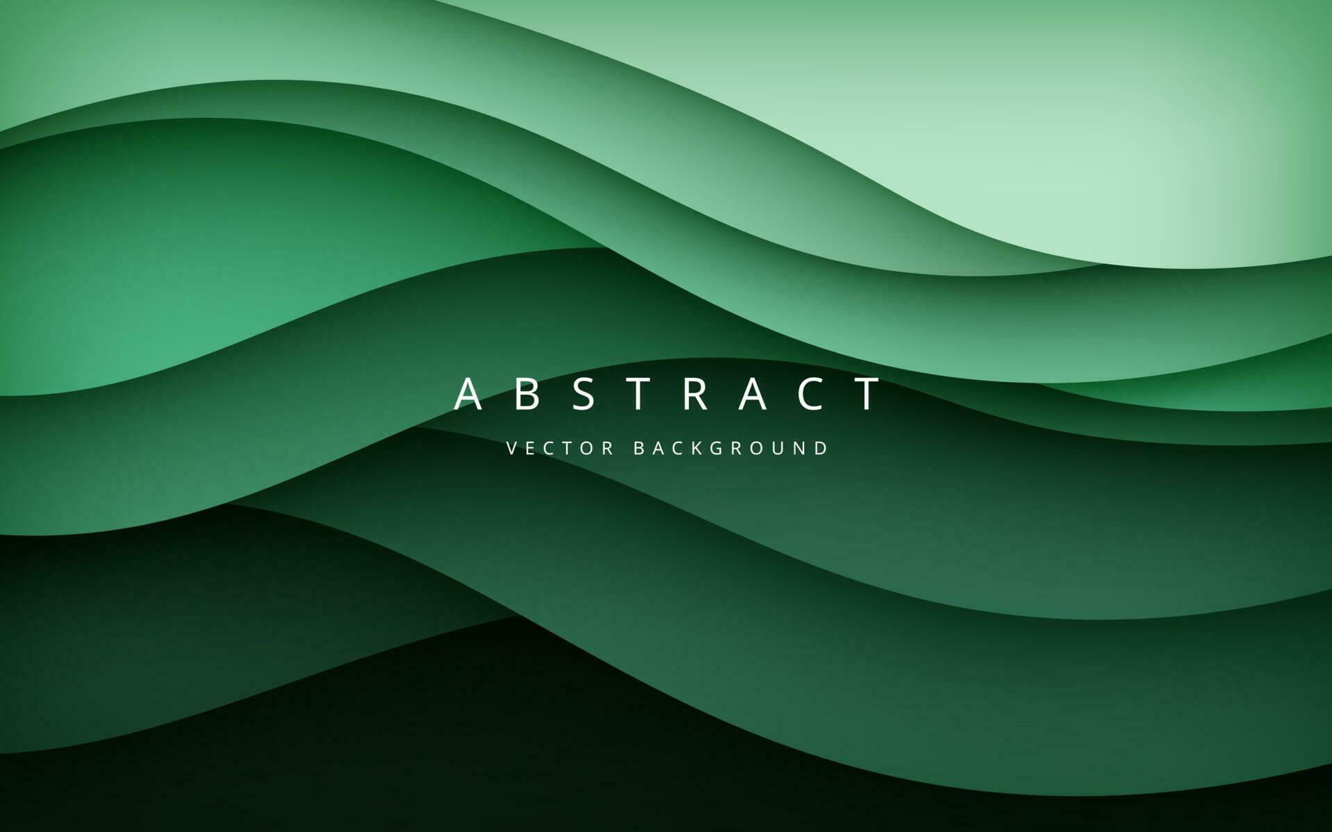 Multi Colored Abstract Green Dynamic Wavy Papercut Overlap Layers Background Eps10 Vector