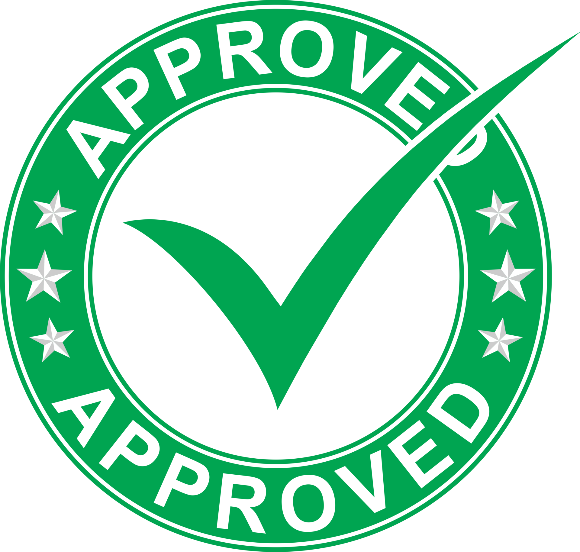 Approved sign with checkmark symbol icon label stamp green round design ... Approved sign with checkmark symbol icon label stamp green round design ...