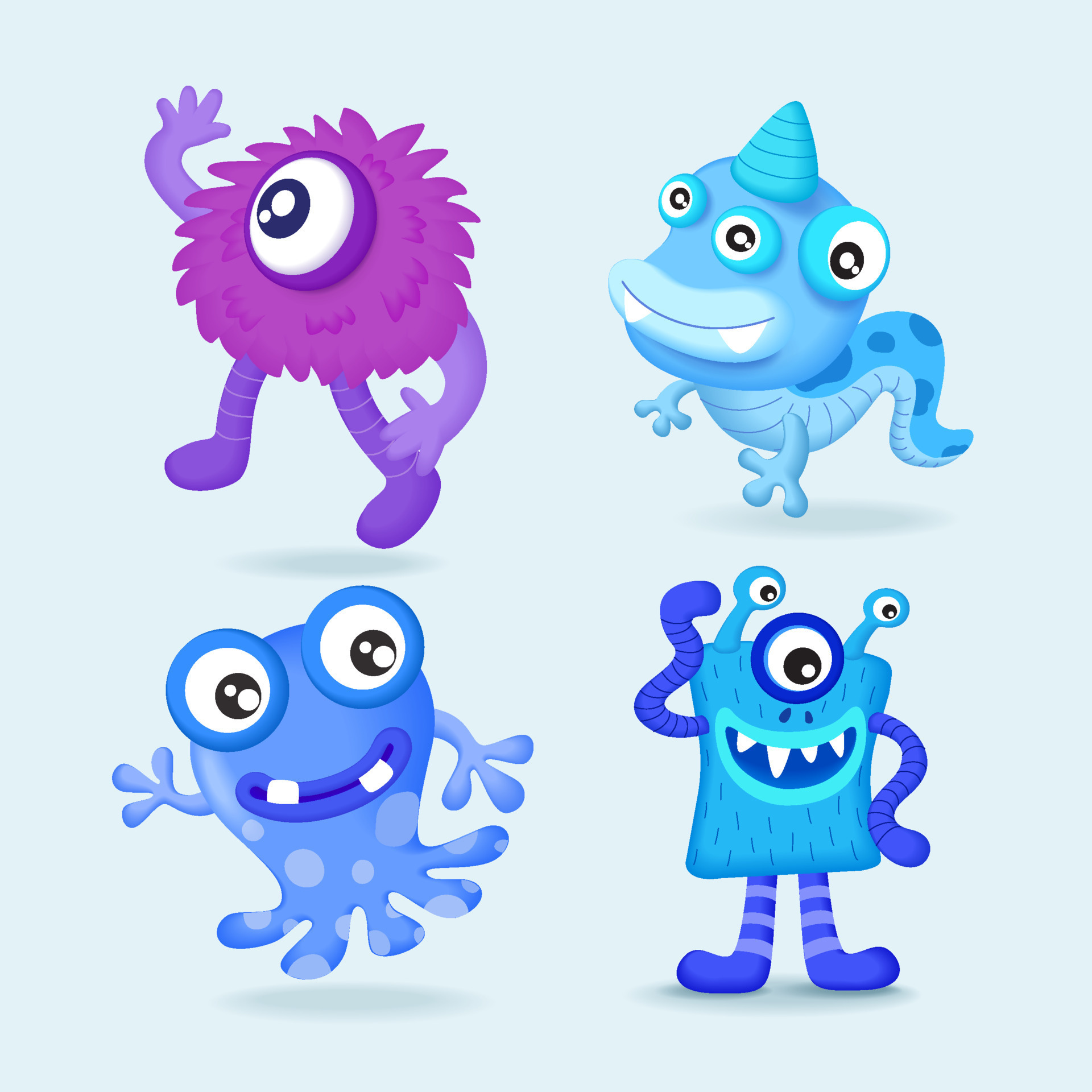 Cute Monsters 3d Vector Set. Kids cartoon character design for poster ...