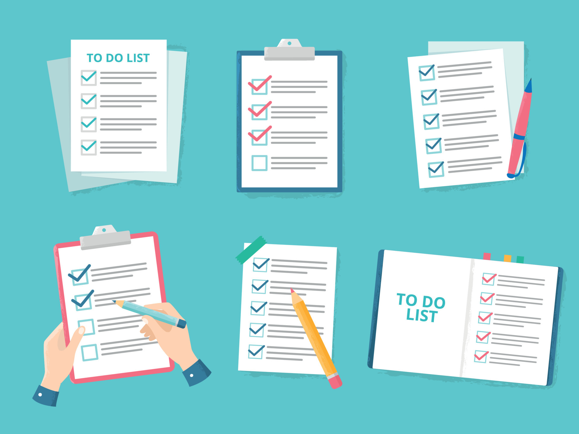 Business checklist. Priority list checks, check mark list and checking paper to do checklists ...