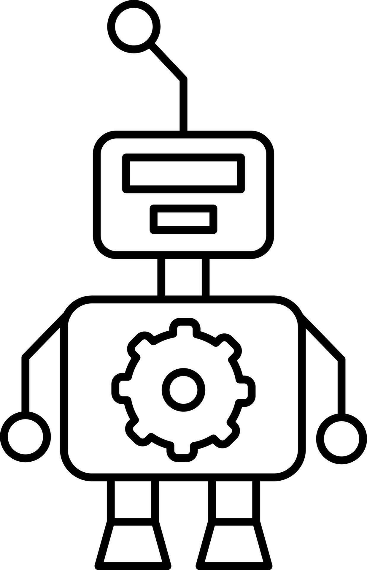 Robot setting icon in black outline. 24385826 Vector Art at Vecteezy