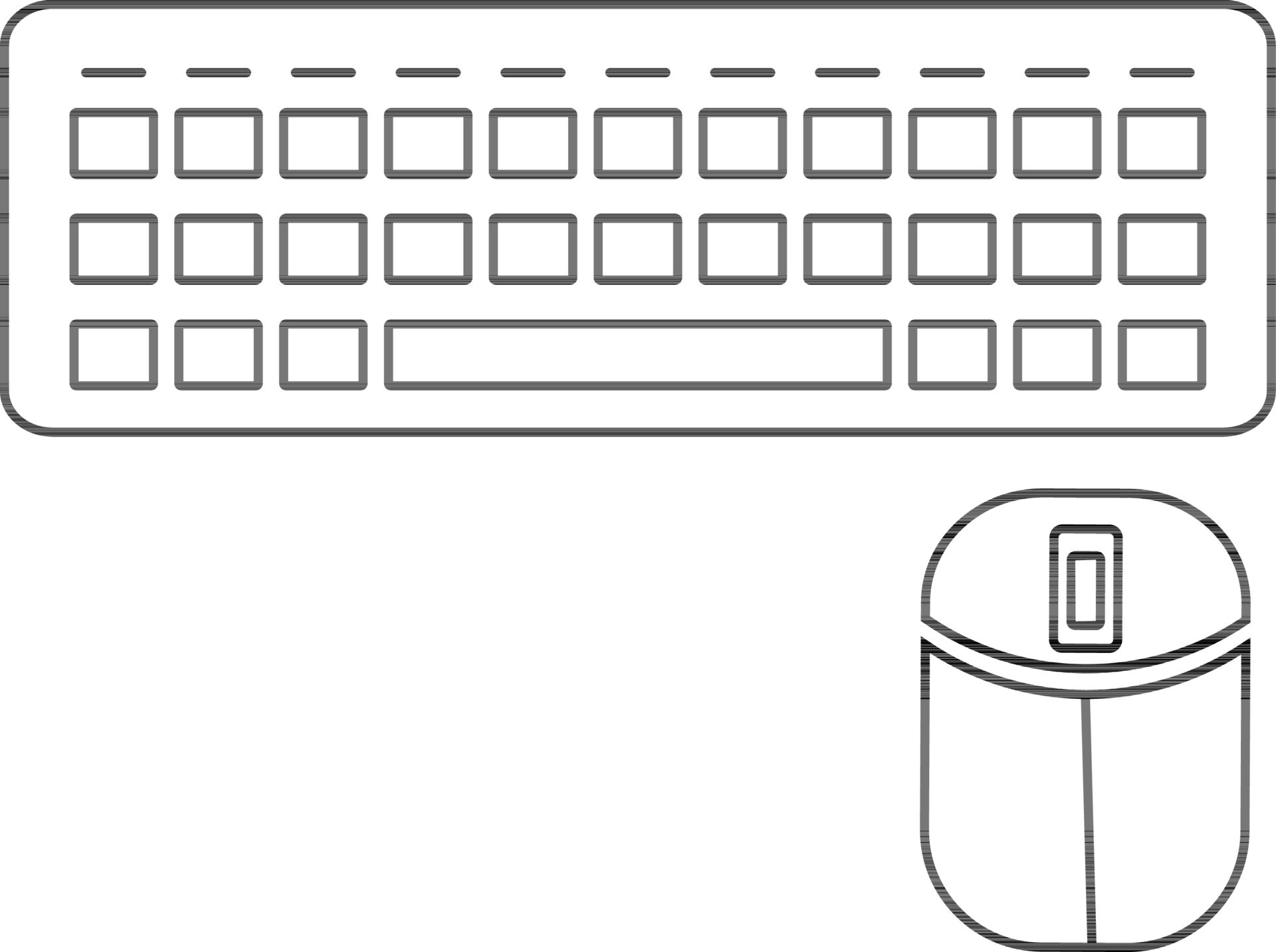 Keyboard With Mouse In Line Art Illustration 24386708 Vector Art At