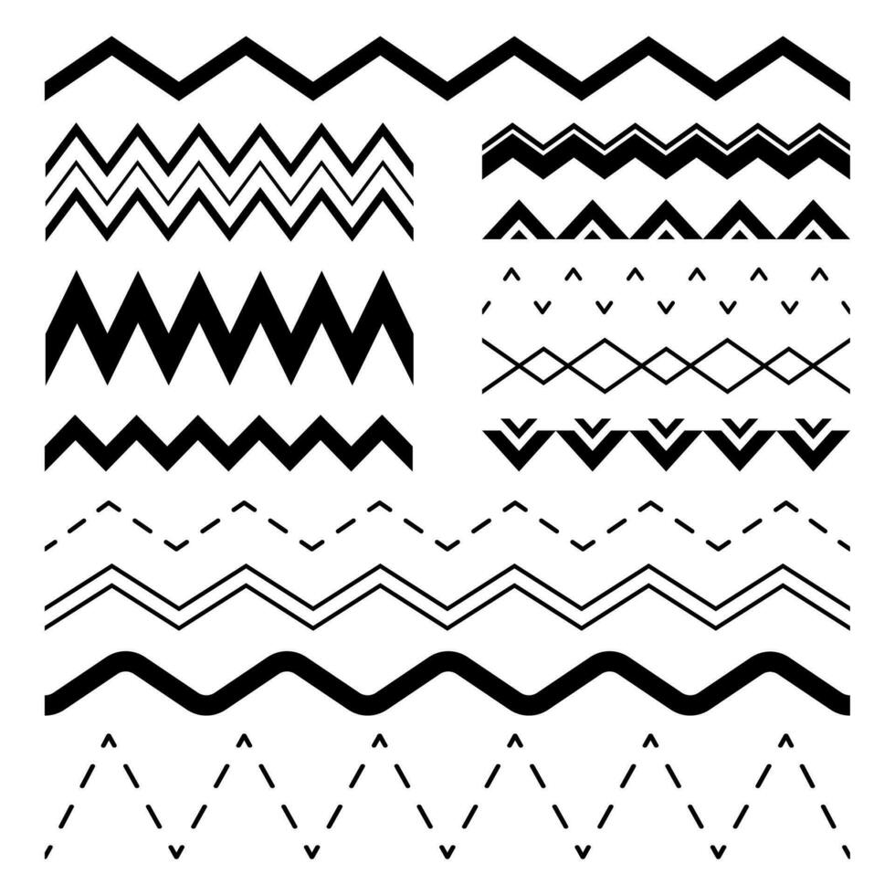 Wavy zigzag. Wiggle jagged waves, parallel sinus line wave border and sine zigzags frame vector ...