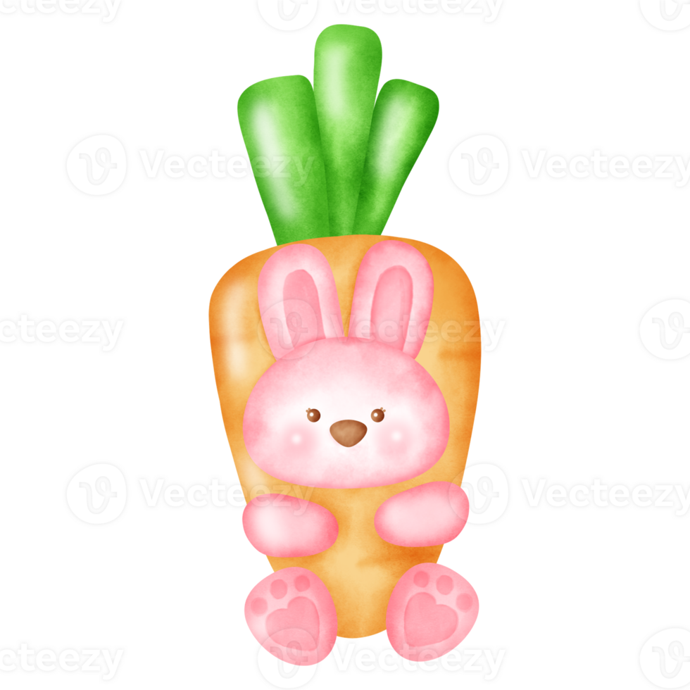 Watercolor Pink Bunny Rabbit Clipart 24390584 Png