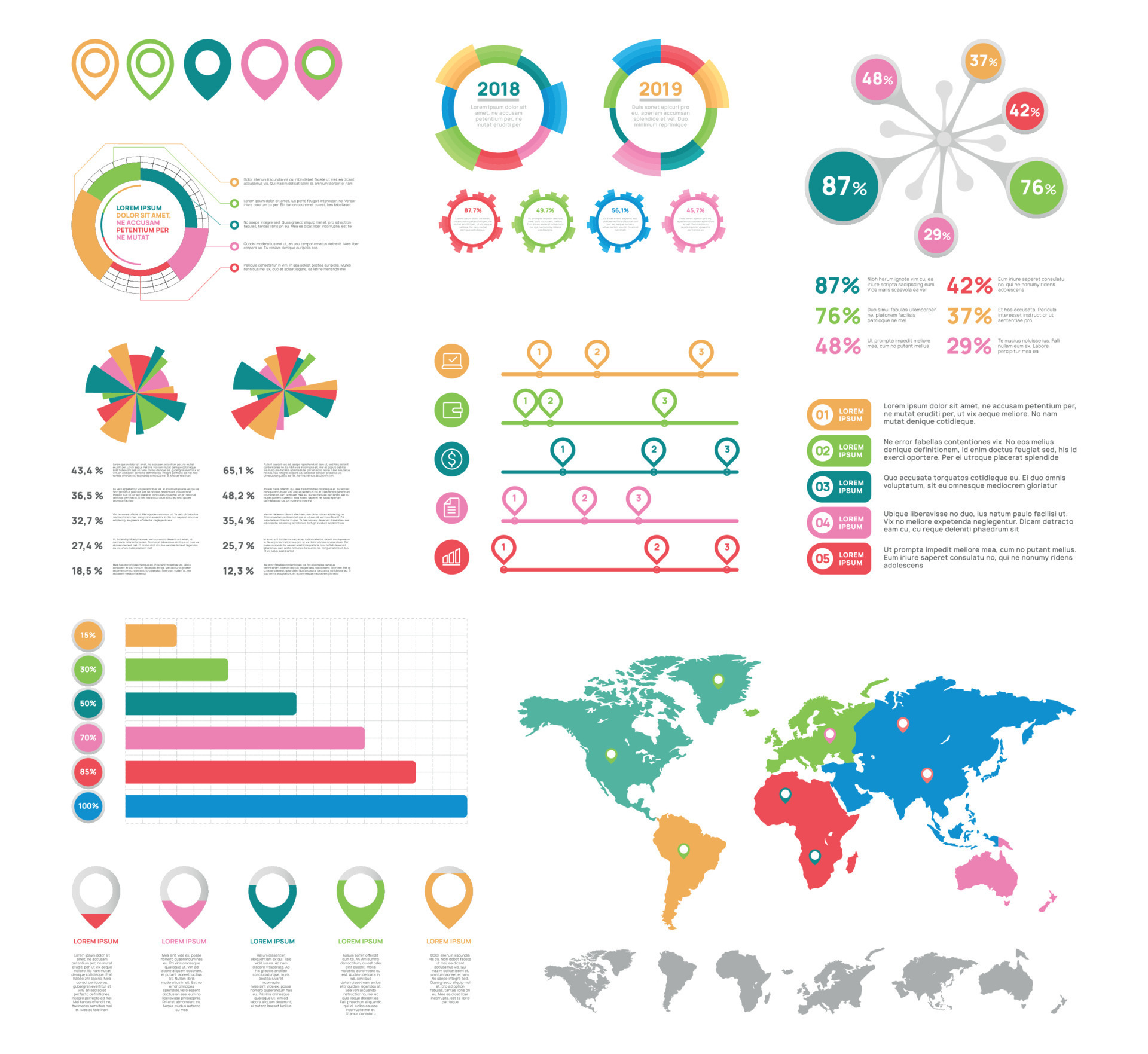 Flat infographic elements. Presentation chart elements vector set ...