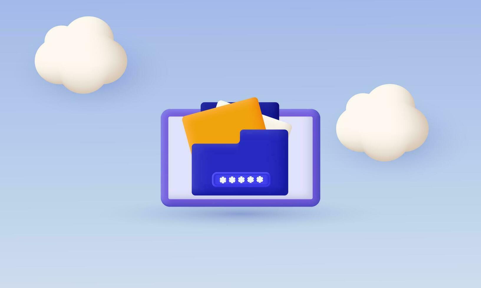 illustration creative file folder document security 3d vector icon ...