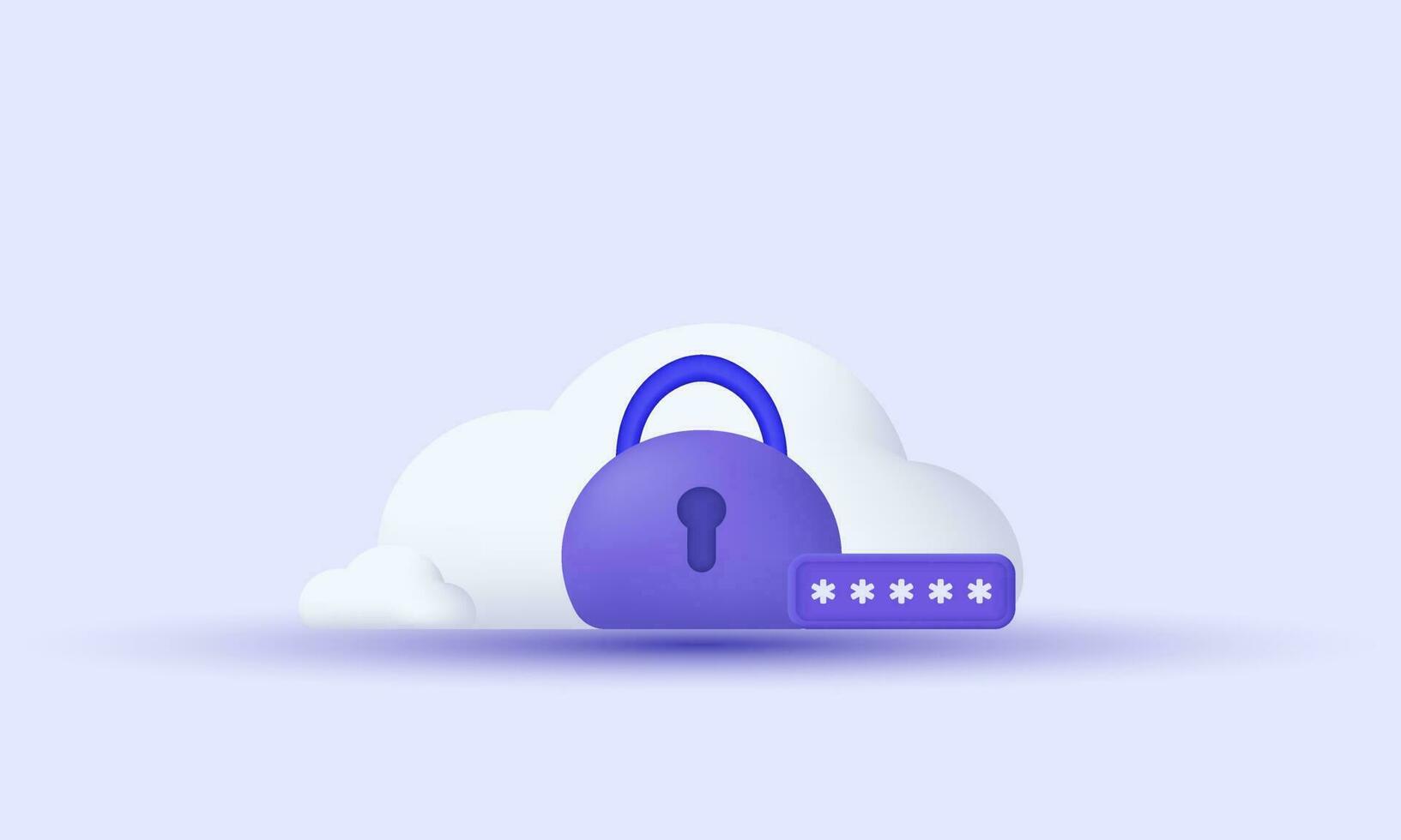 Illustration Realistic Minimal Cloud Security Password Creative 3d