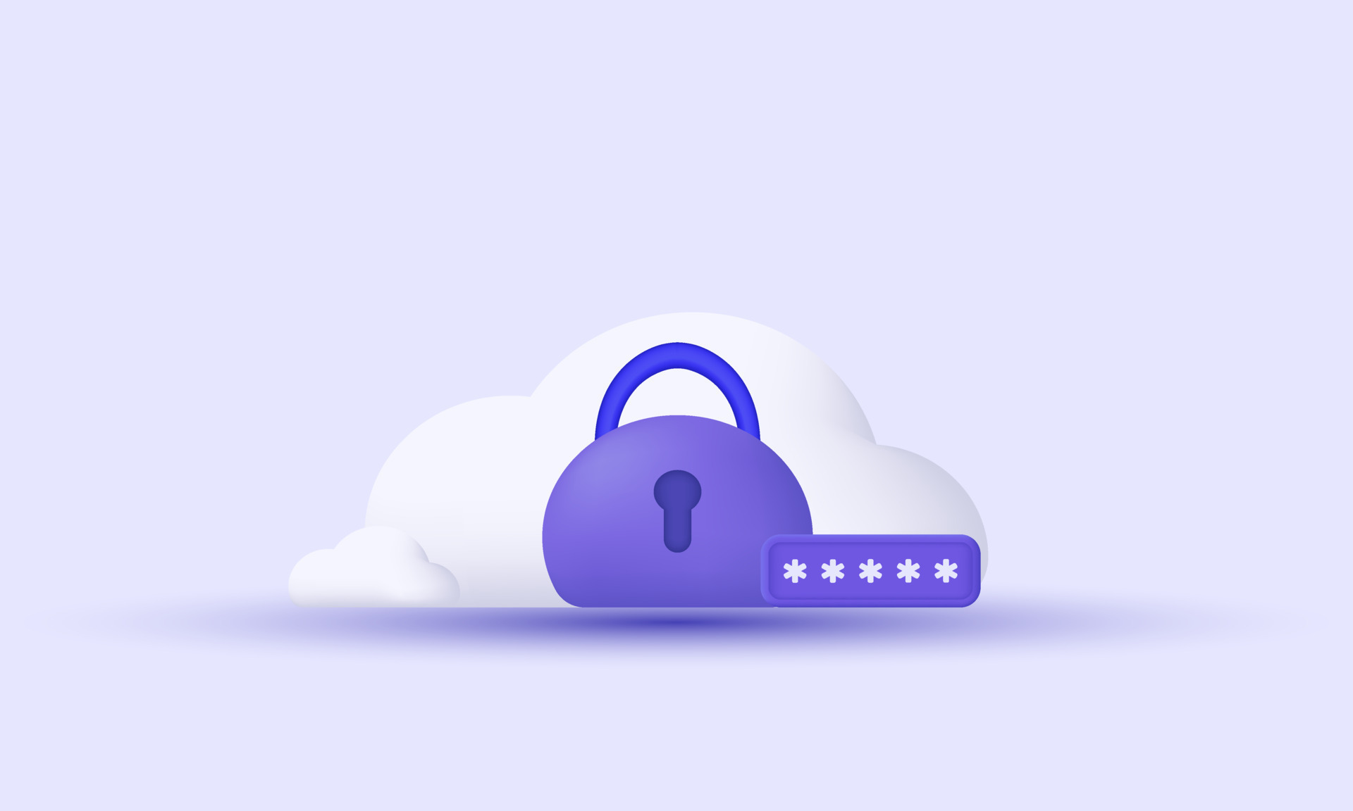 Illustration Realistic Minimal Cloud Security Password Creative 3d
