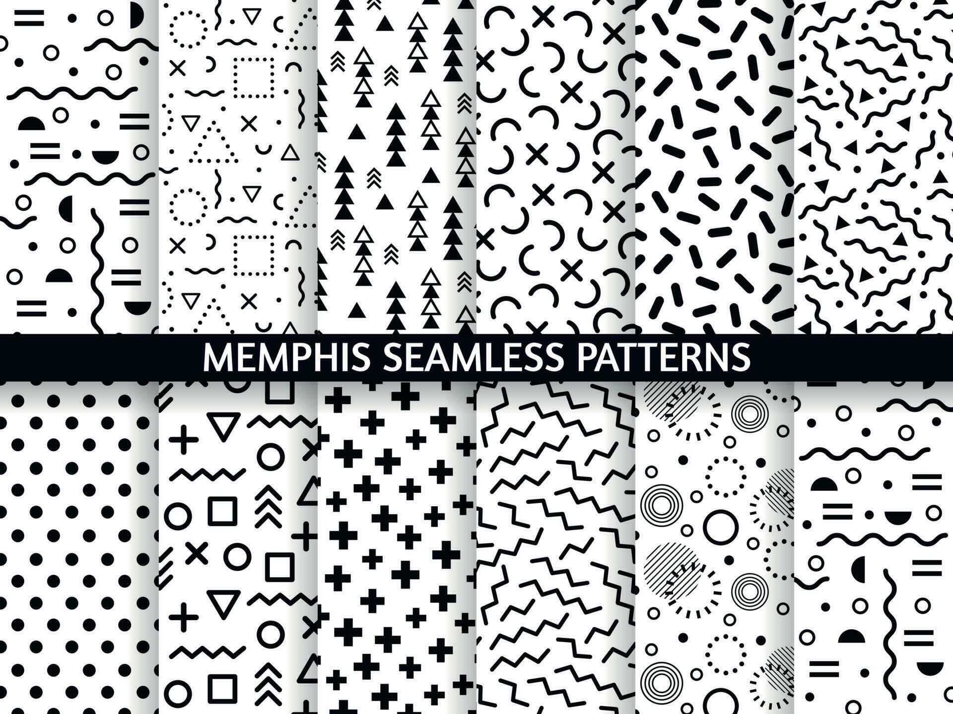 Memphis seamless patterns. Funky pattern, retro fashion 80s and 90s ...
