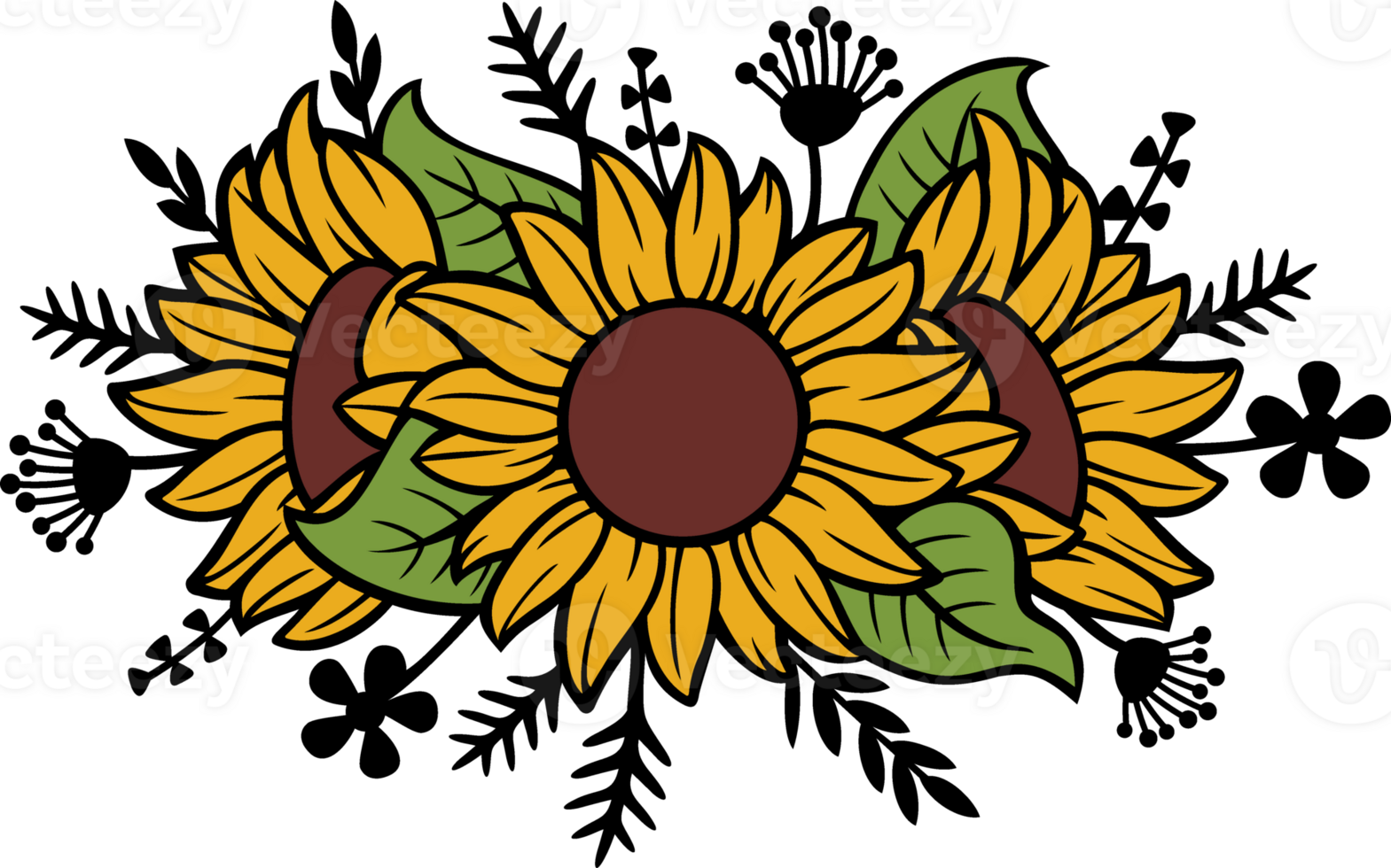 Floral Sunflowers And Plants Png Illustration 24392407 Png
