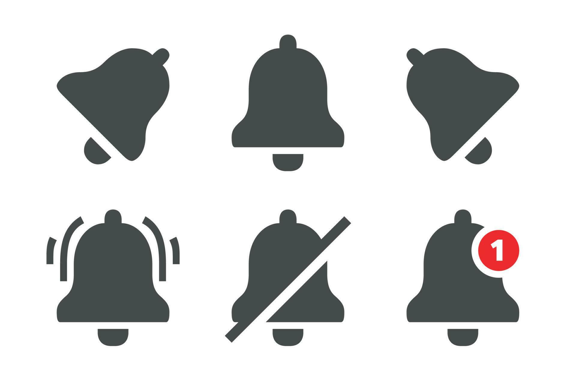 Notification icons. Message bells, reminder application and smartphone notifications bell icon ...