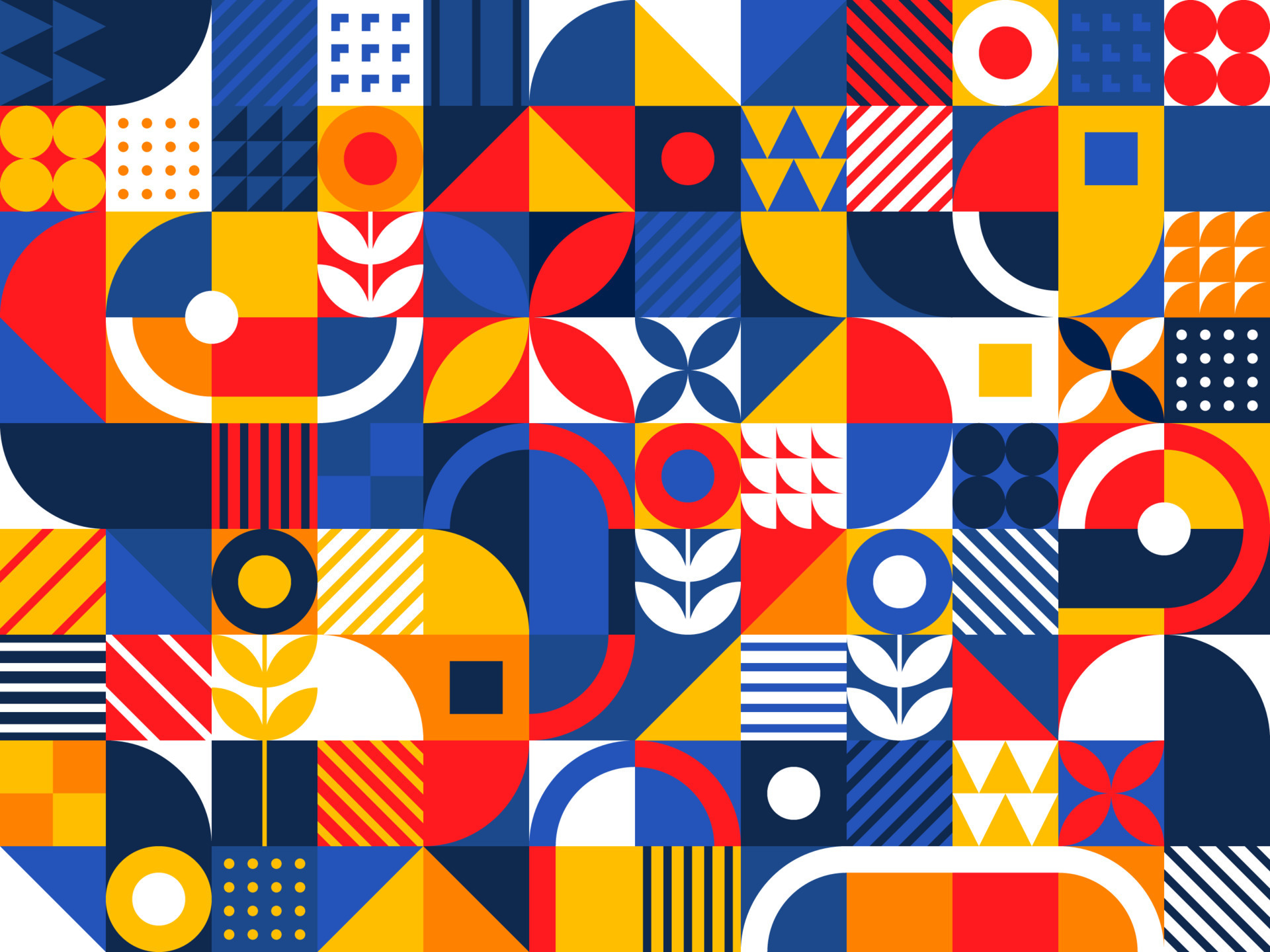 Bauhaus modern geometric pattern with color shapes 24392781 Vector Art ...