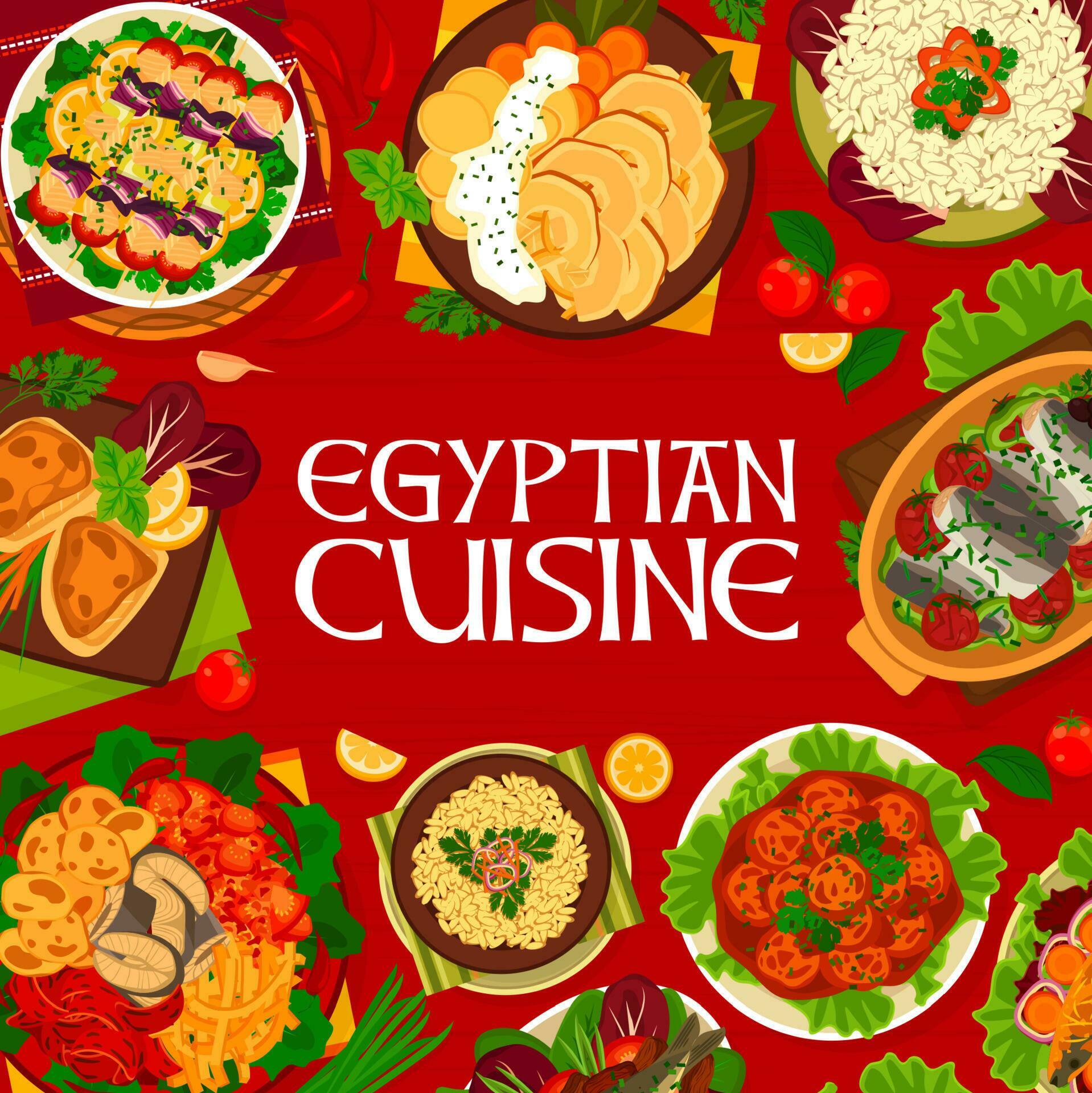 Egyptian cuisine restaurant menu vector cover 24394799 Vector Art at ...