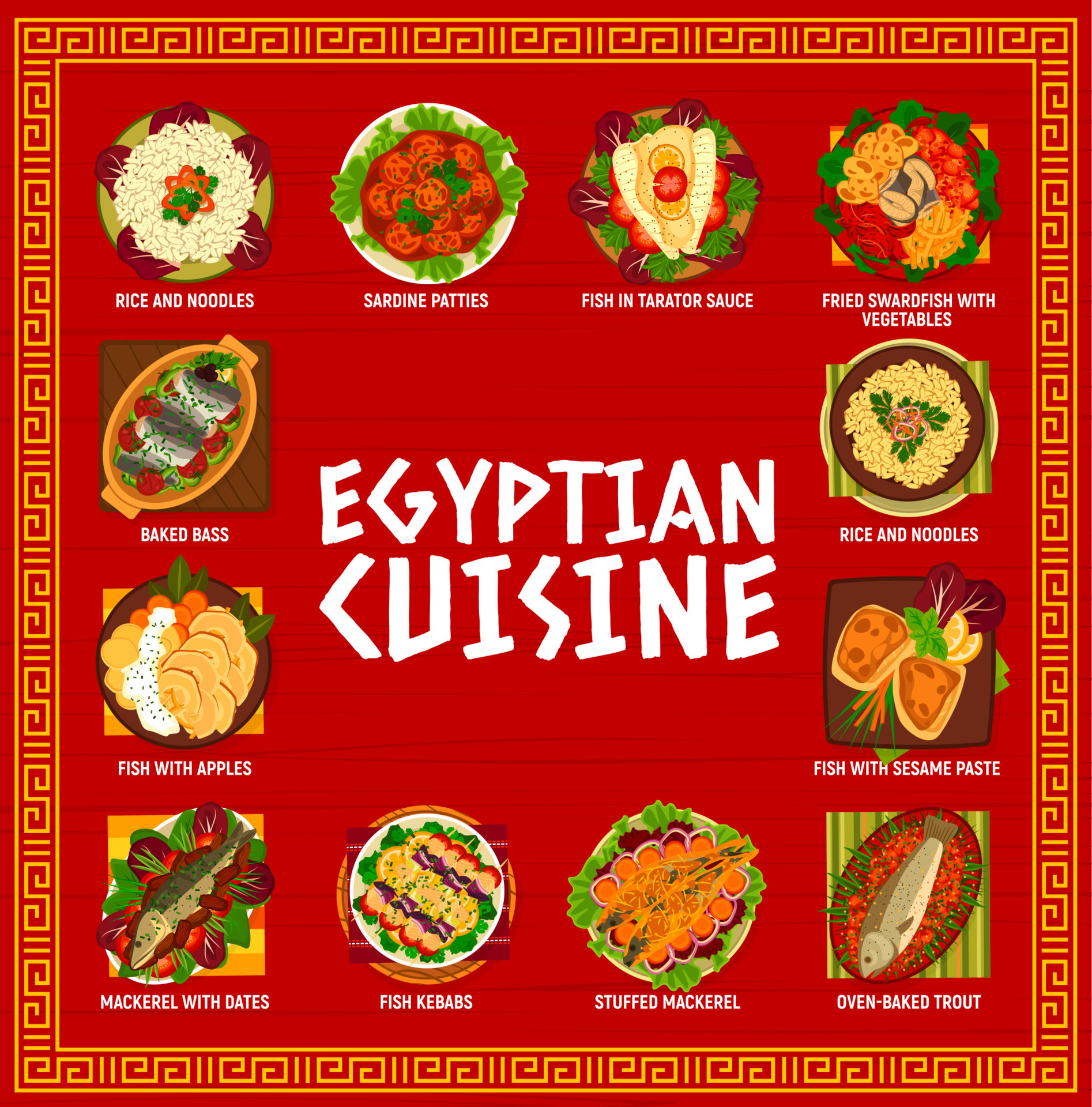 Egyptian cuisine menu page vector template 24394812 Vector Art at Vecteezy