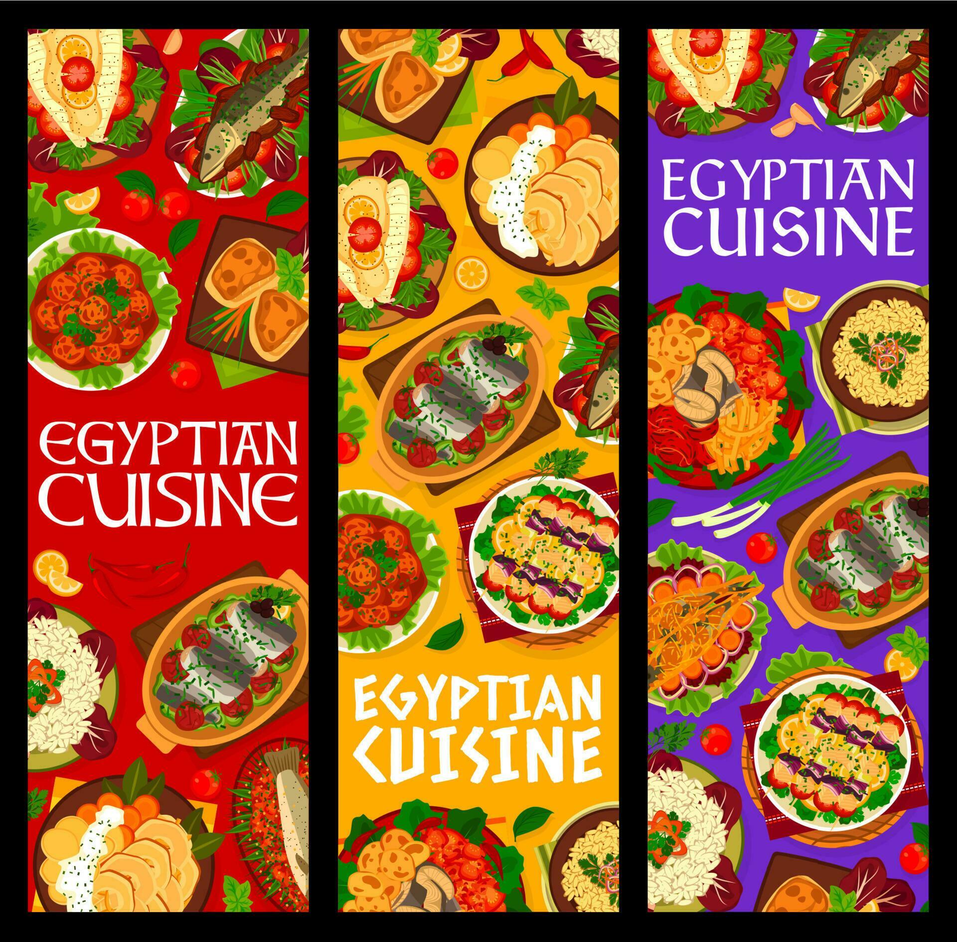 Egyptian food restaurant meals vector banners 24394824 Vector Art at ...