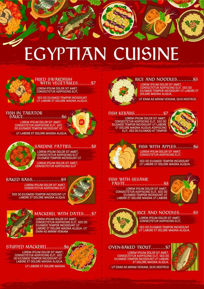 Egyptian cuisine meals menu vector design template 24394876 Vector Art ...