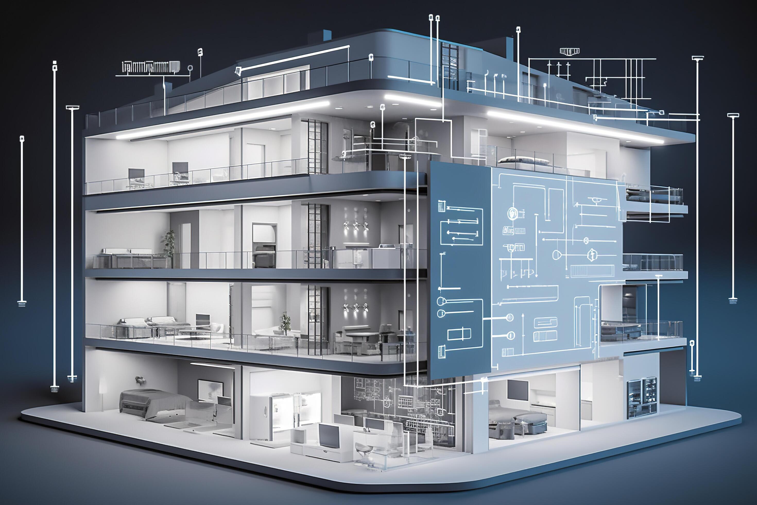Modern smart home systems of smart building, The smart home is isolated background, Generate Ai ...