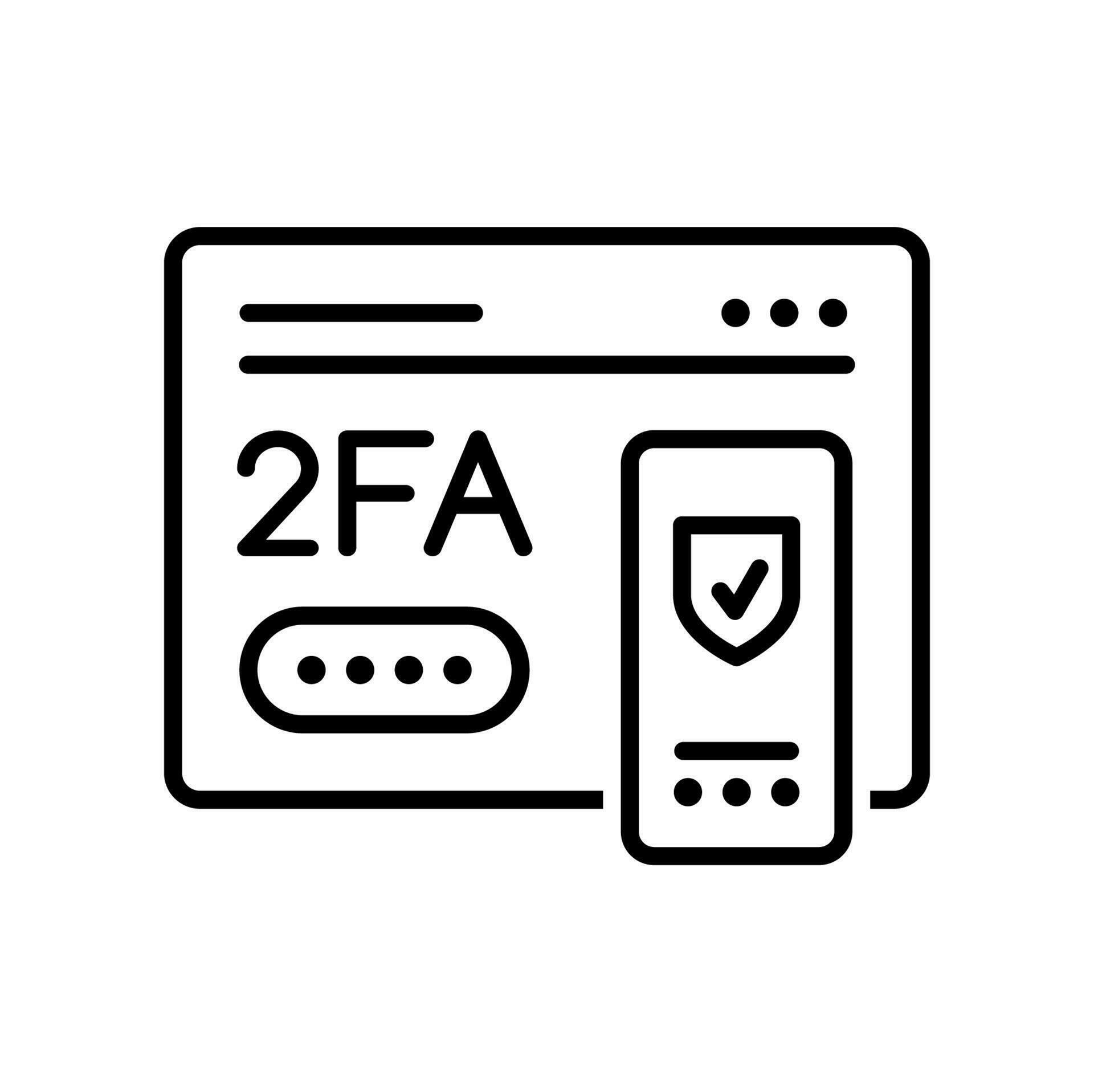 2FA icon, two factor verification secure password 24395396 Vector Art ...
