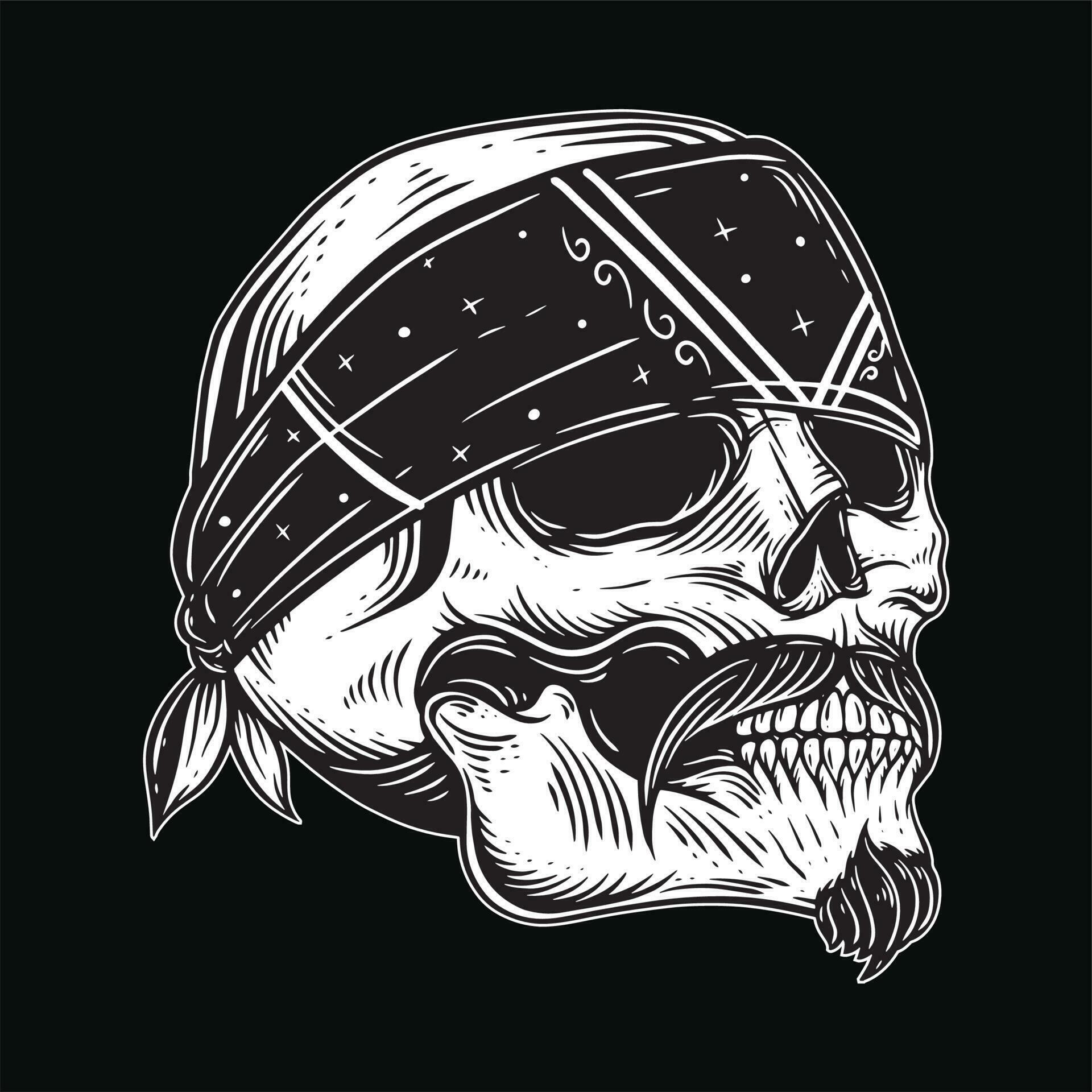 Dark Art Skull Gangster Tattoo Vintage gangsta apparel hand drawing style illustration 24396051 ...