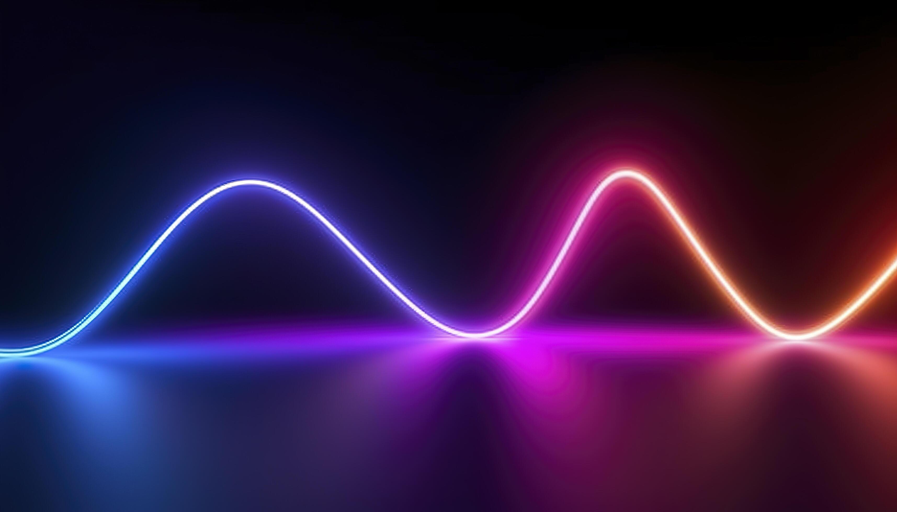 3d Rendering The Abstract Background Of Colorful Neon Wavy Lines