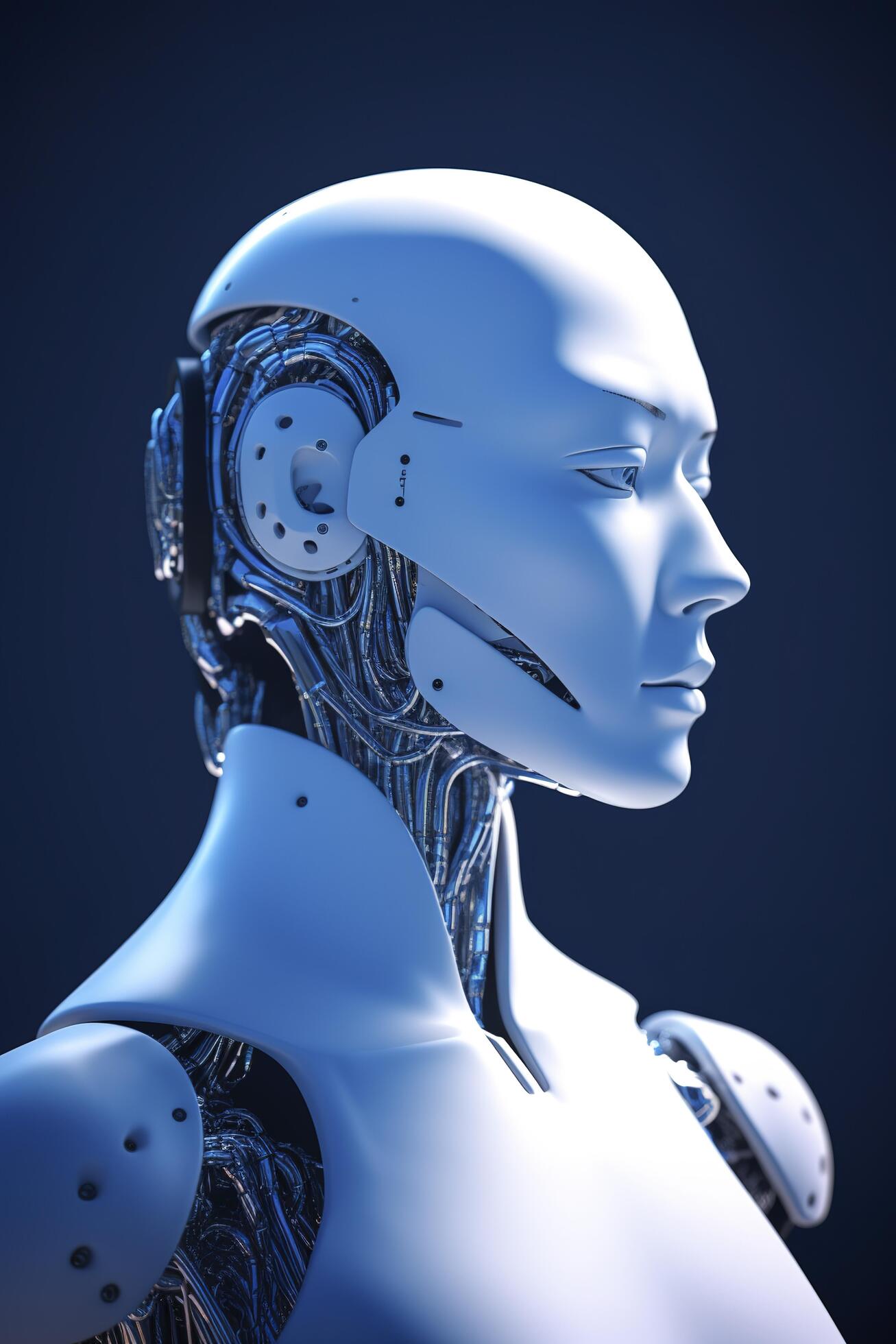 chat, un pensando robot, un humanoide robot caras de cerca futurista moderno tecnología chatbot ...