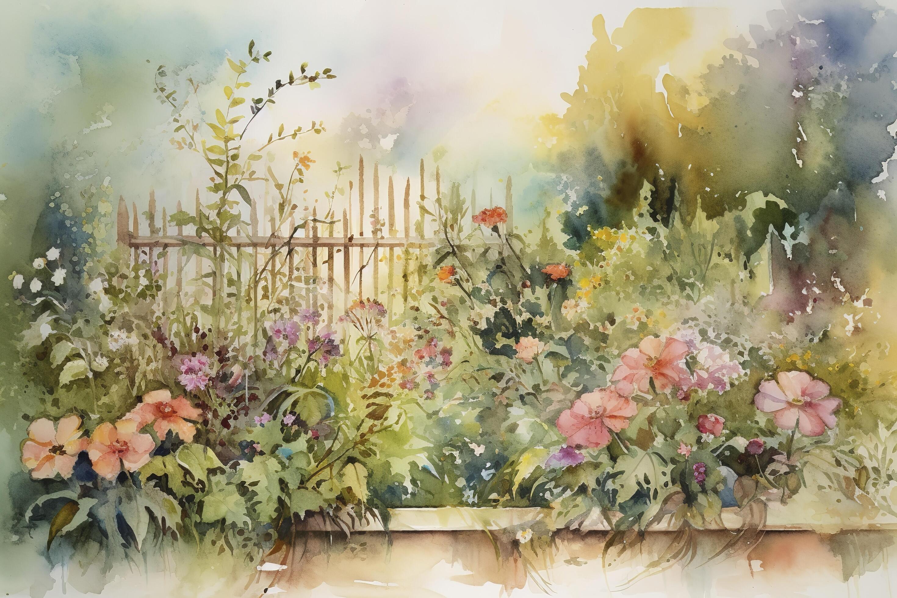 Garden Landscape Watercolor Painting at Carlos Pratt blog