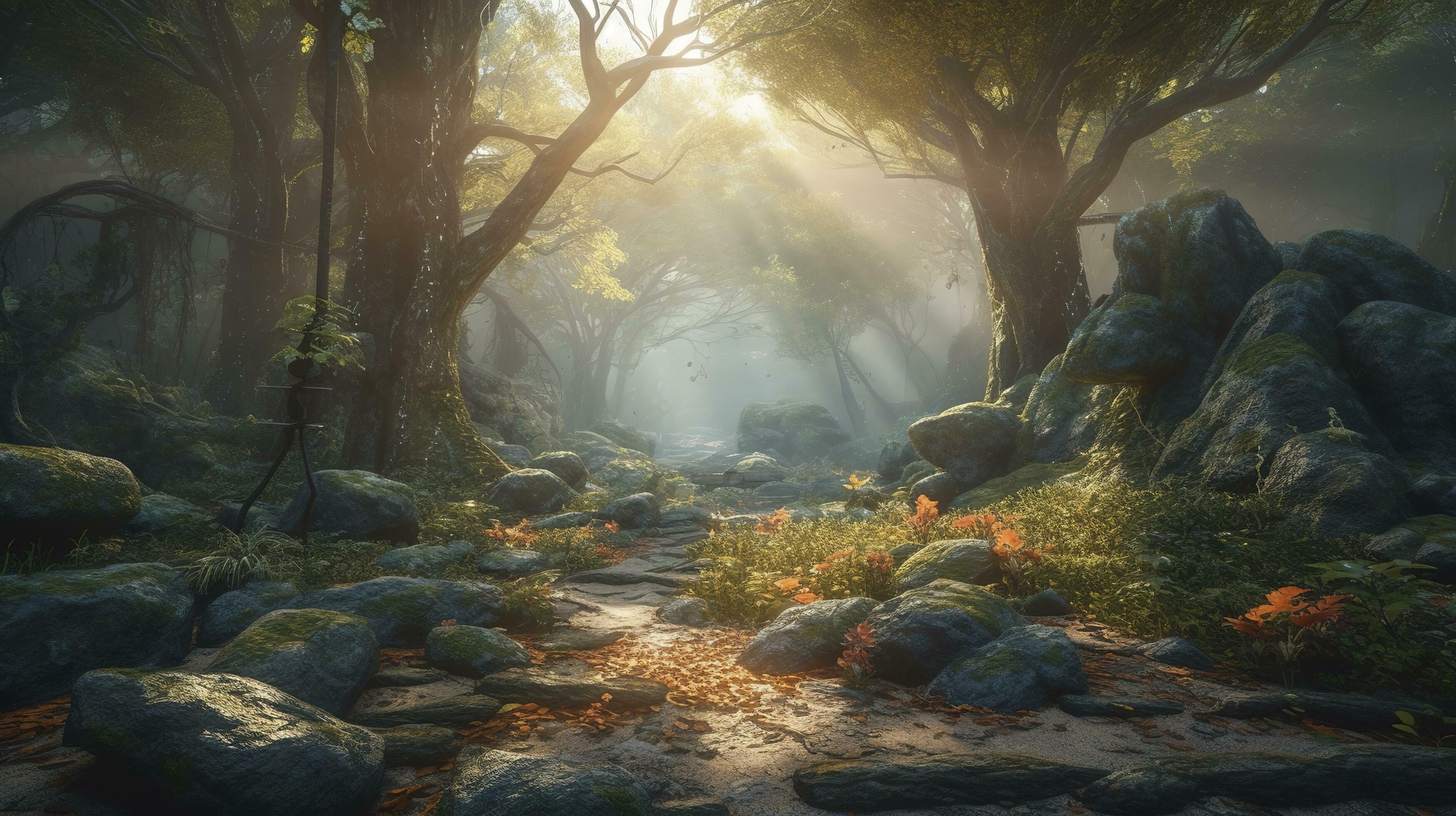 Fantasy magical enchanted fairy tale landscape, fabulous fairytale ... Fantasy magical enchanted fairy tale landscape, fabulous fairytale ...