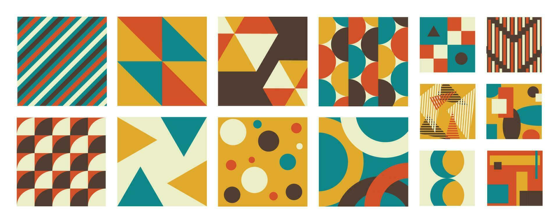Set of geometric pattern element in 70s style. Retro groovy abstract collection of vibrant ...