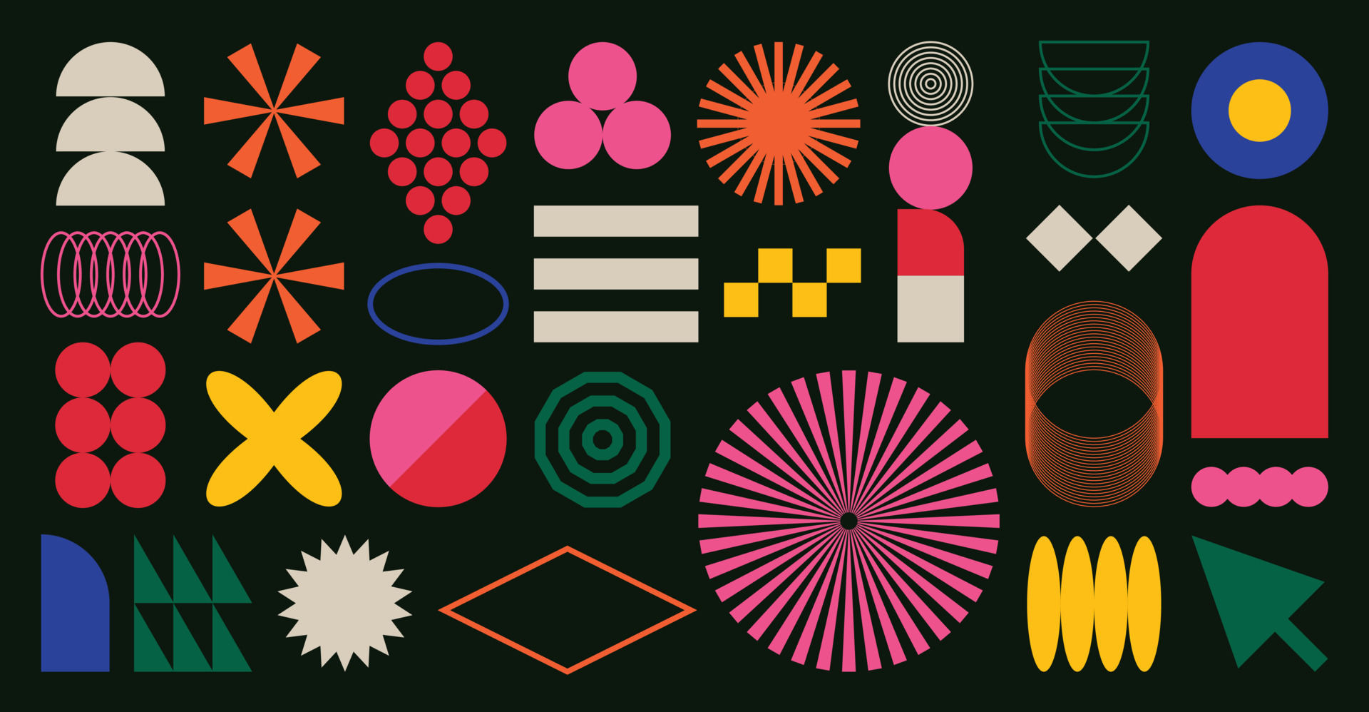 Set Of Abstract Retro Geometric Shapes Vector Collection Of