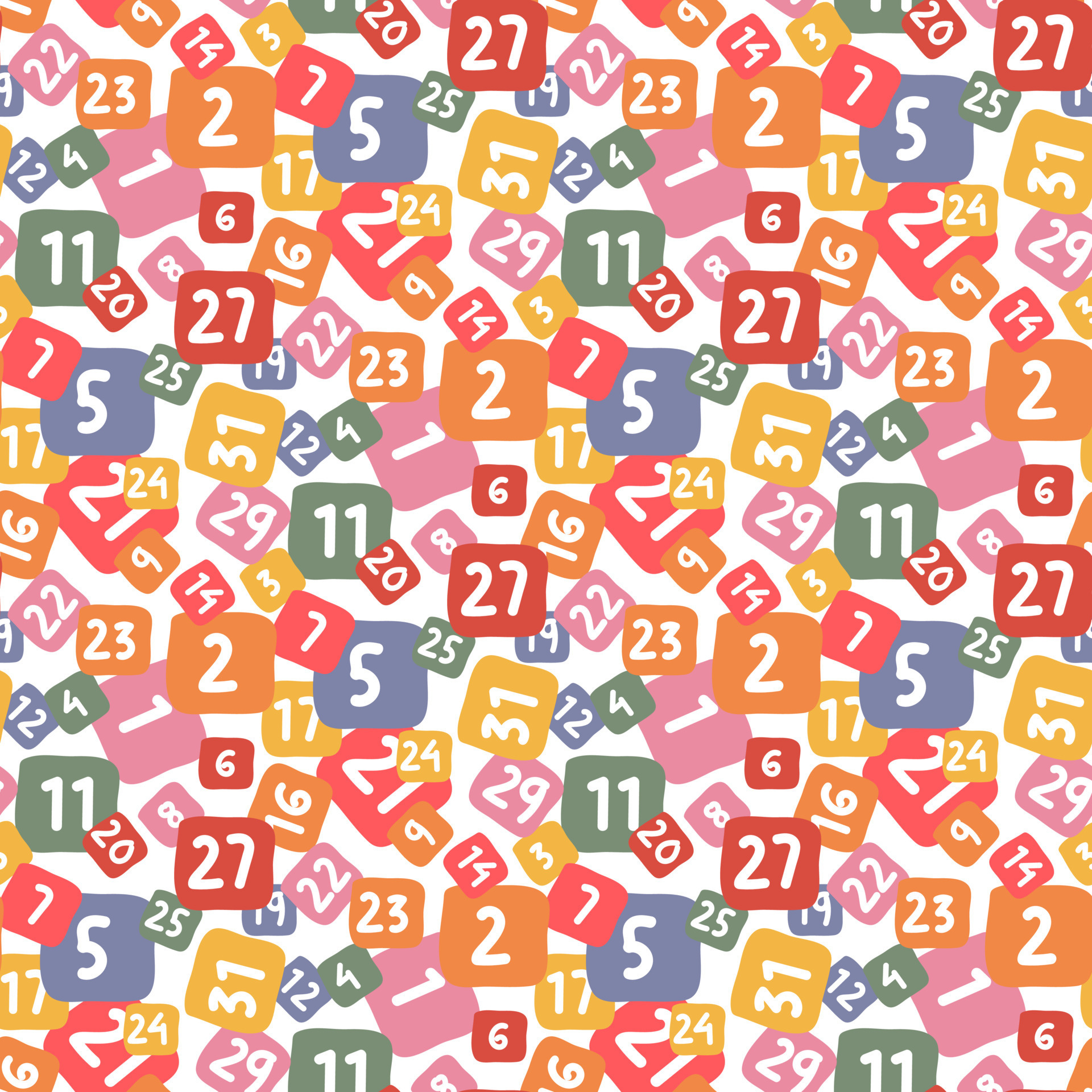 Color pattern of numbers in retro colors. Printing on textiles and ...