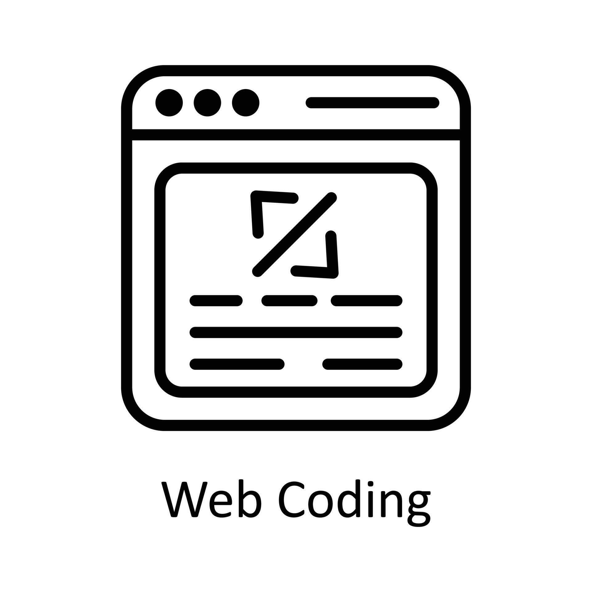 Web Coding Vector Outline Icon Design Illustration User Interface Symbol On White Background