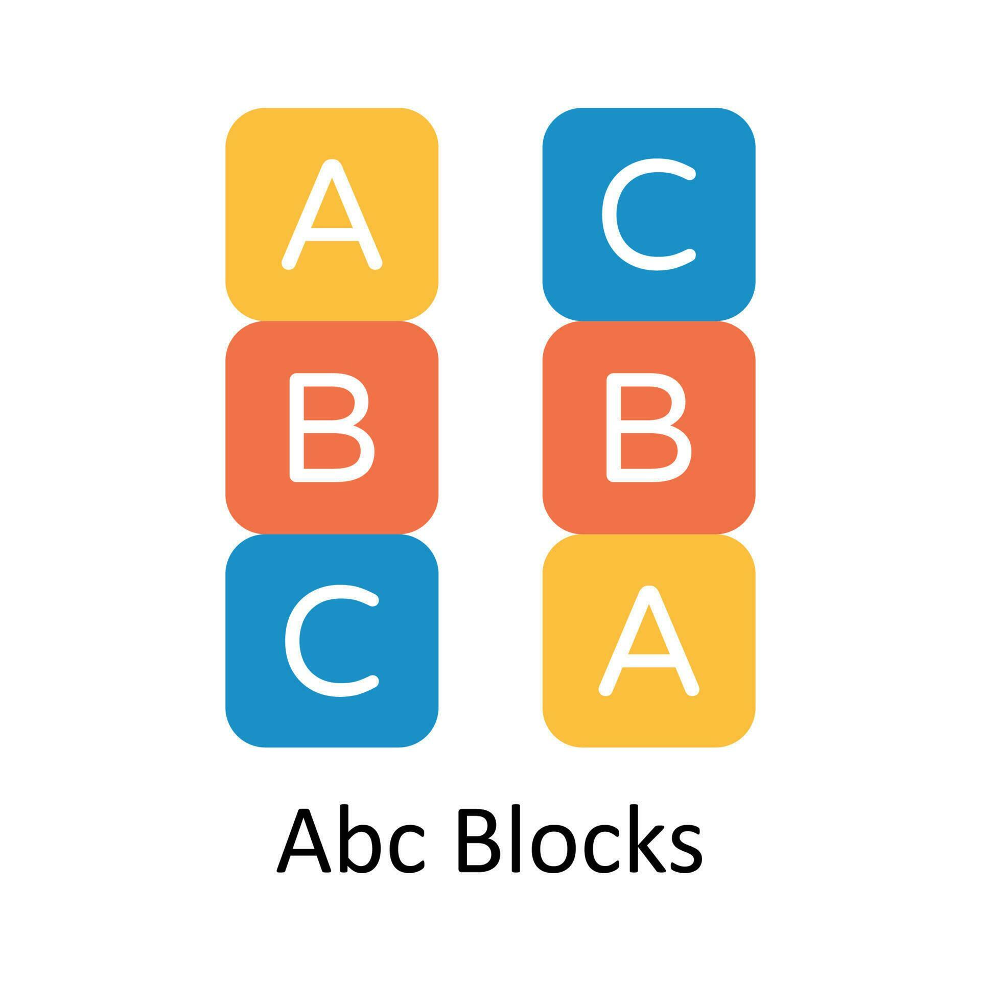 Abc Blocks Vector Flat Icon Design illustration. Education and learning Symbol on White ...