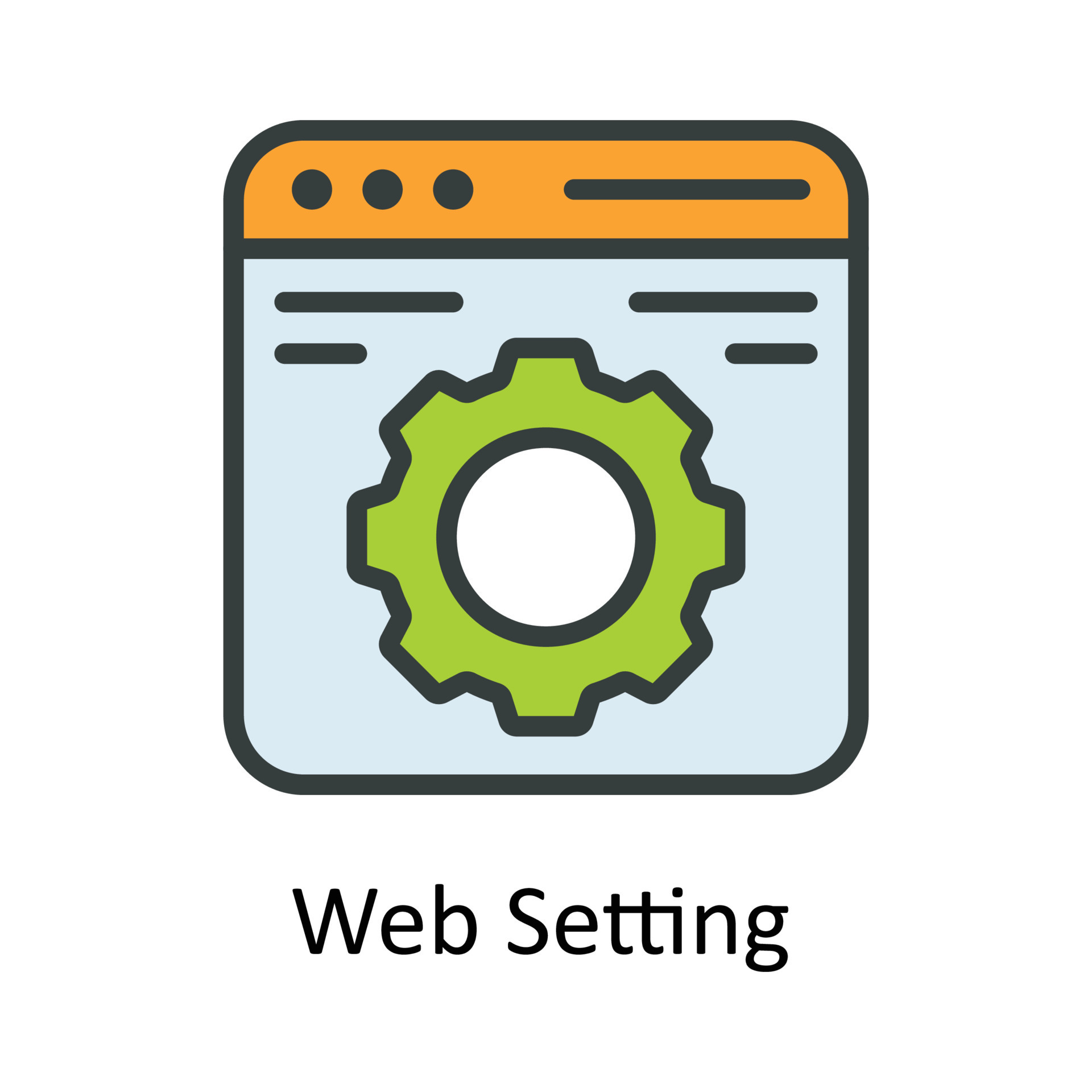 Web Setting Vector Fill Outline Icon Design Illustration User Interface Symbol On White
