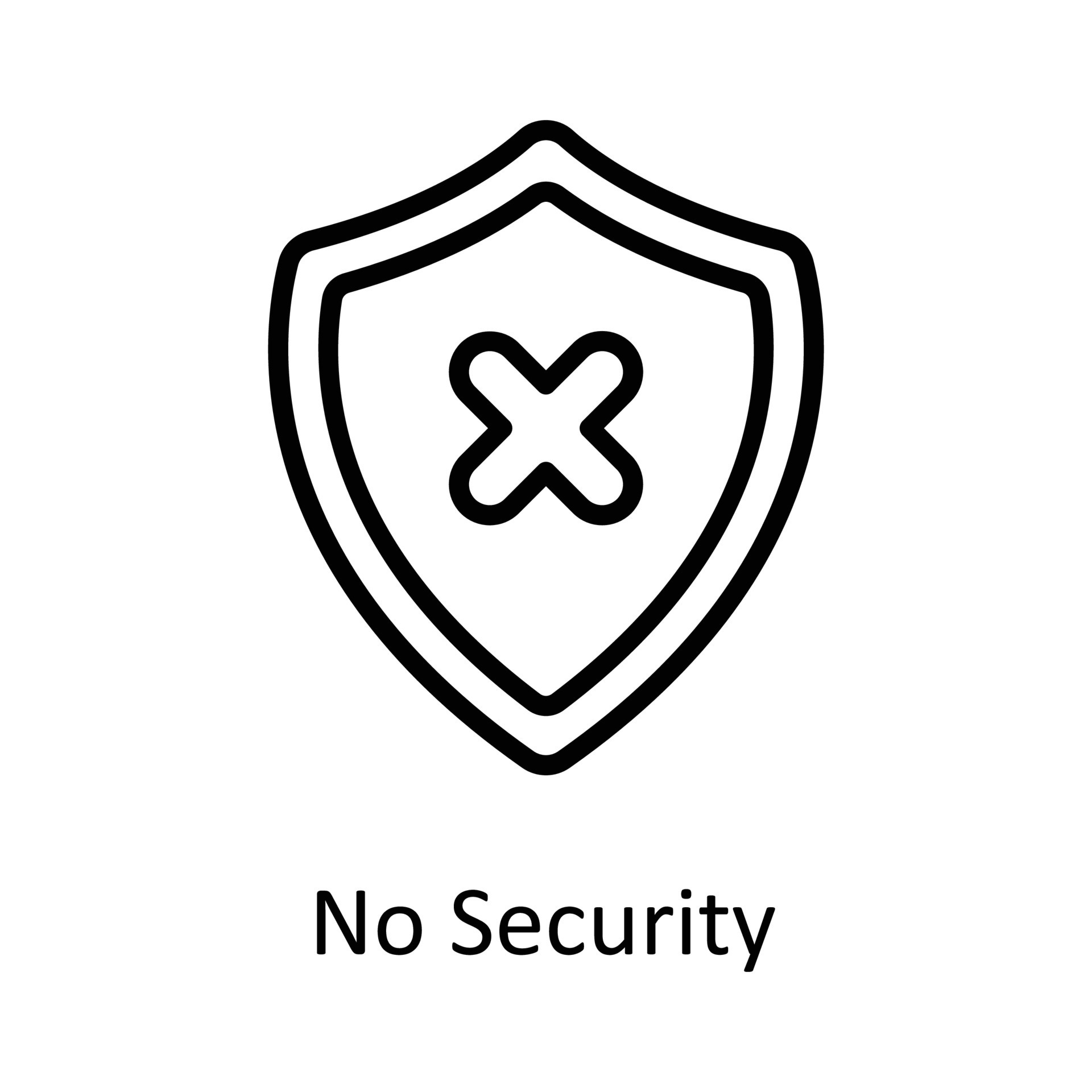No Security Vector Outline Icon Design Illustration User Interface Symbol On White Background