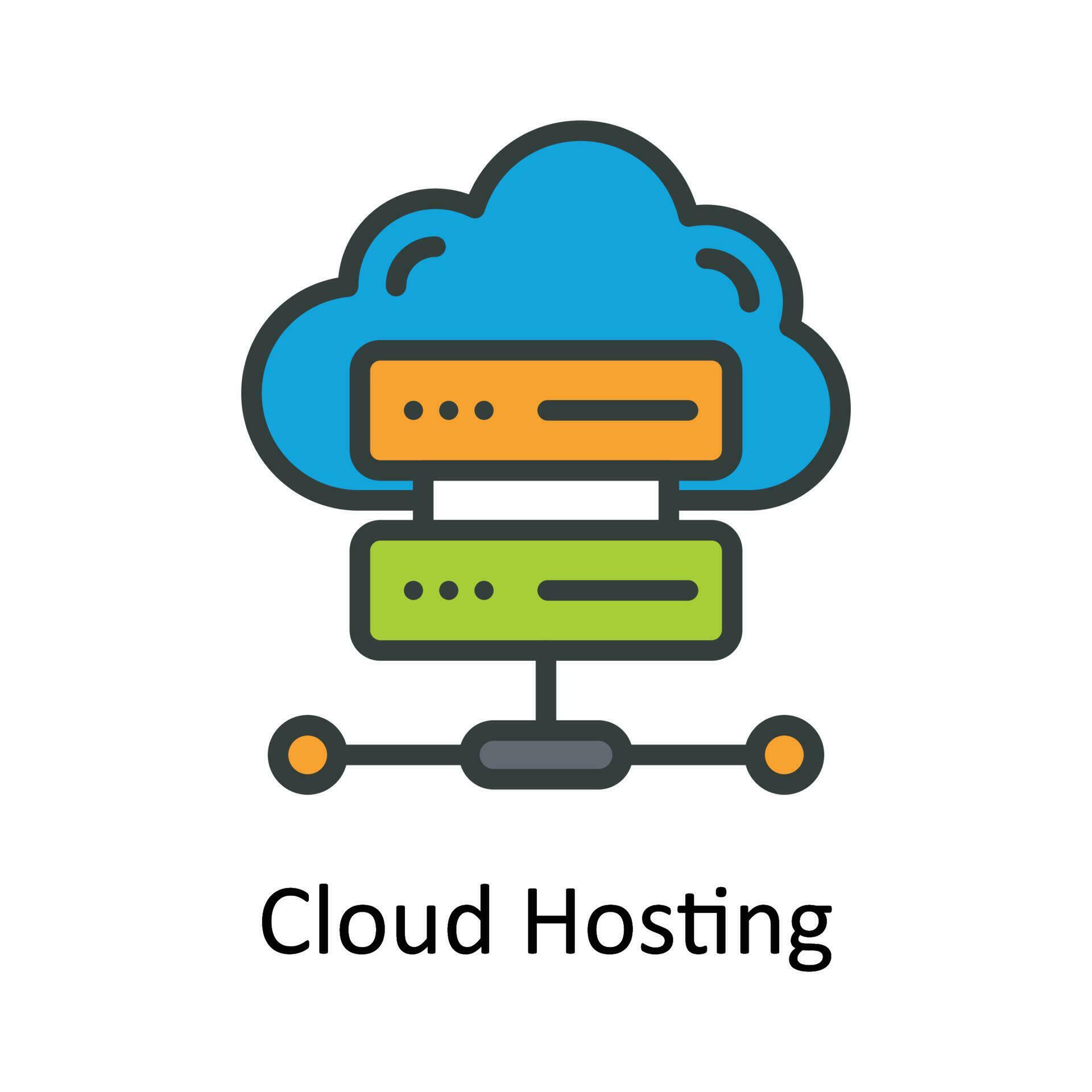 Cloud Hosting Vector Fill outline Icon Design illustration. Seo and web ...
