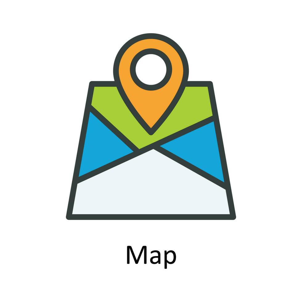 Map Vector Fill outline Icon Design illustration. User interface Symbol ... Map Vector Fill outline Icon Design illustration. User interface Symbol ...