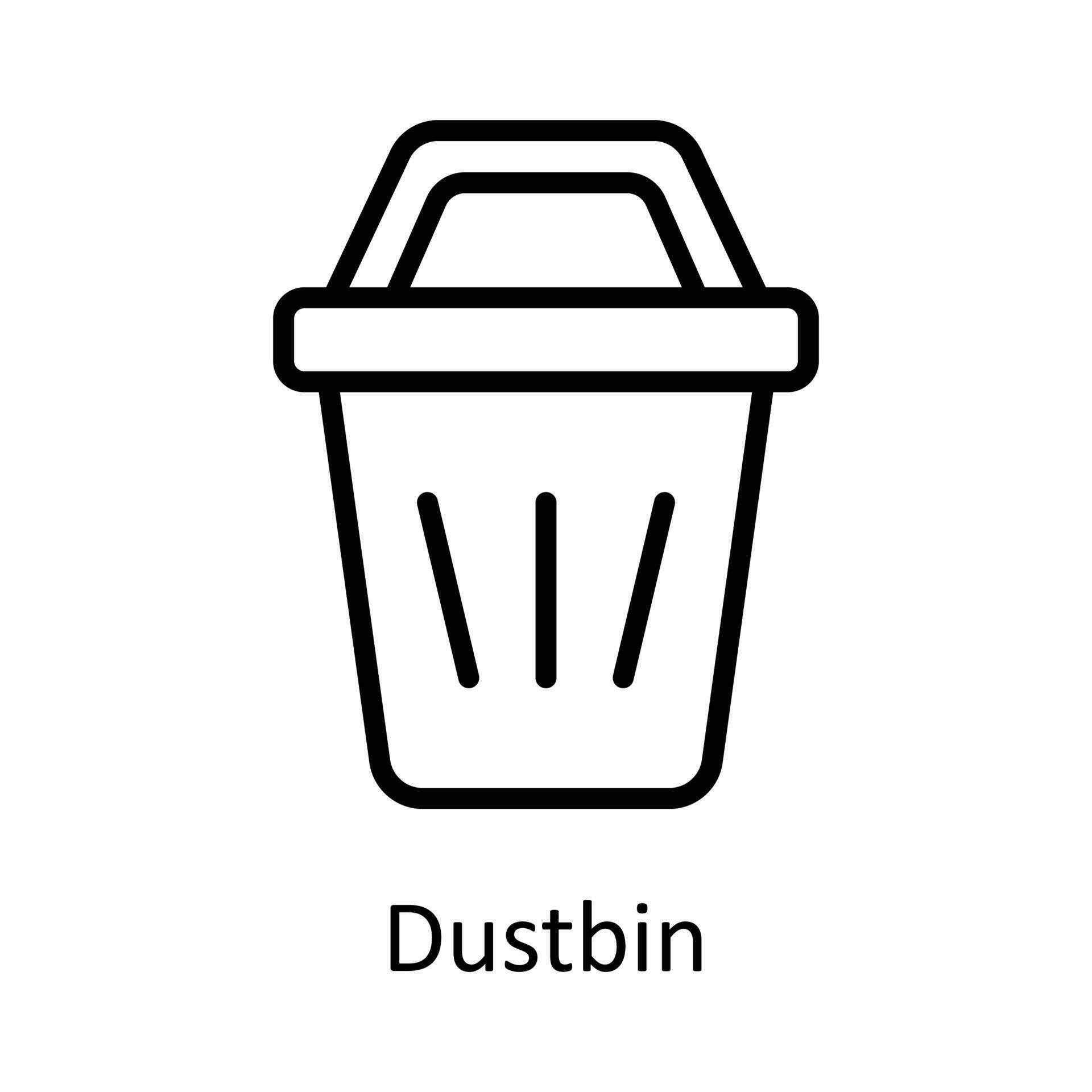Dustbin Vector outline Icon Design illustration. User interface Symbol on White background EPS ...
