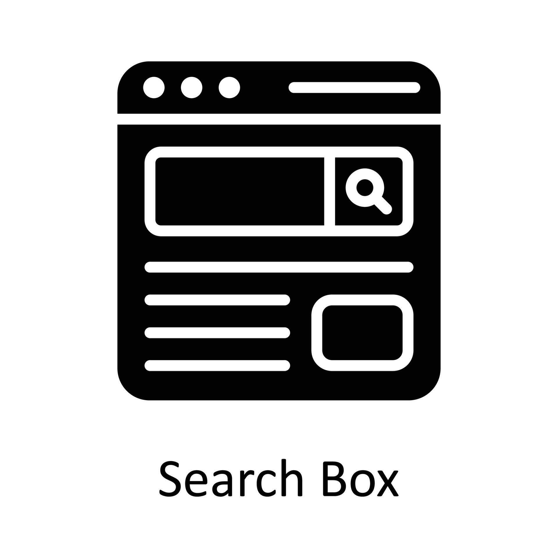 Search Box Vector Solid Icon Design illustration. Seo and web Symbol on ...