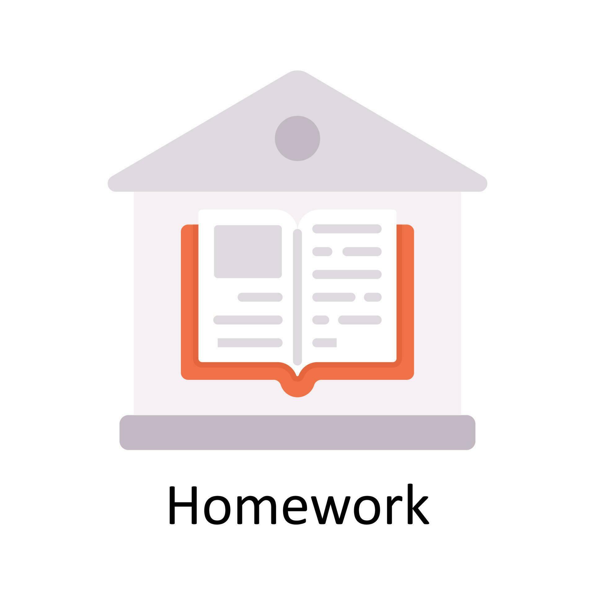 Homework Vector Flat Icon Design illustration. Education and learning ...