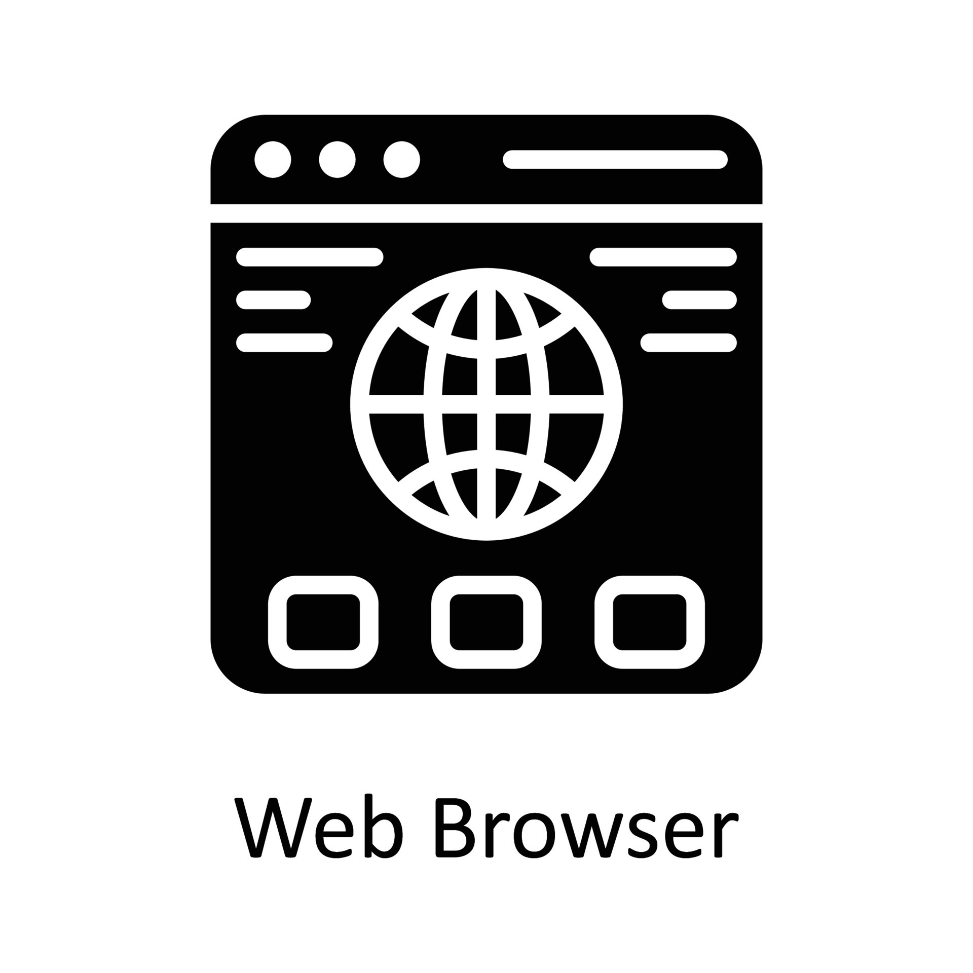 web navegador vector sólido icono diseño ilustración. usuario interfaz ...