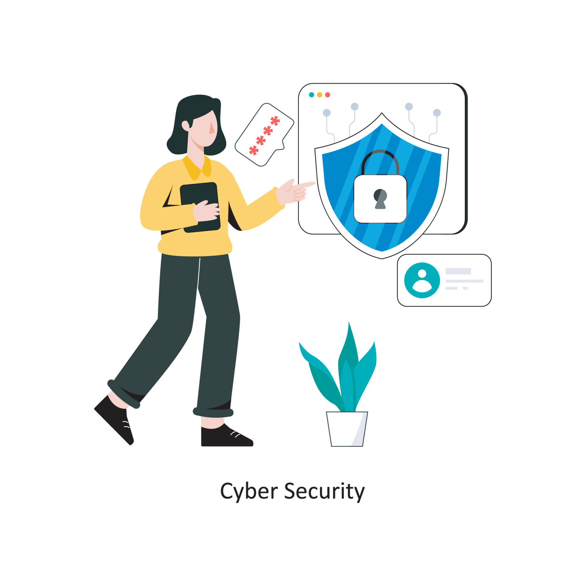 Cyber Security Flat Style Design Vector Illustration Stock