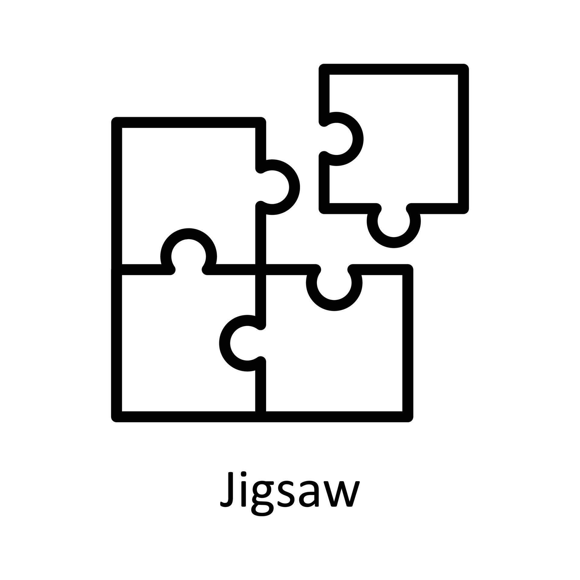 Jigsaw Vector outline Icon Design illustration. User interface Symbol ...