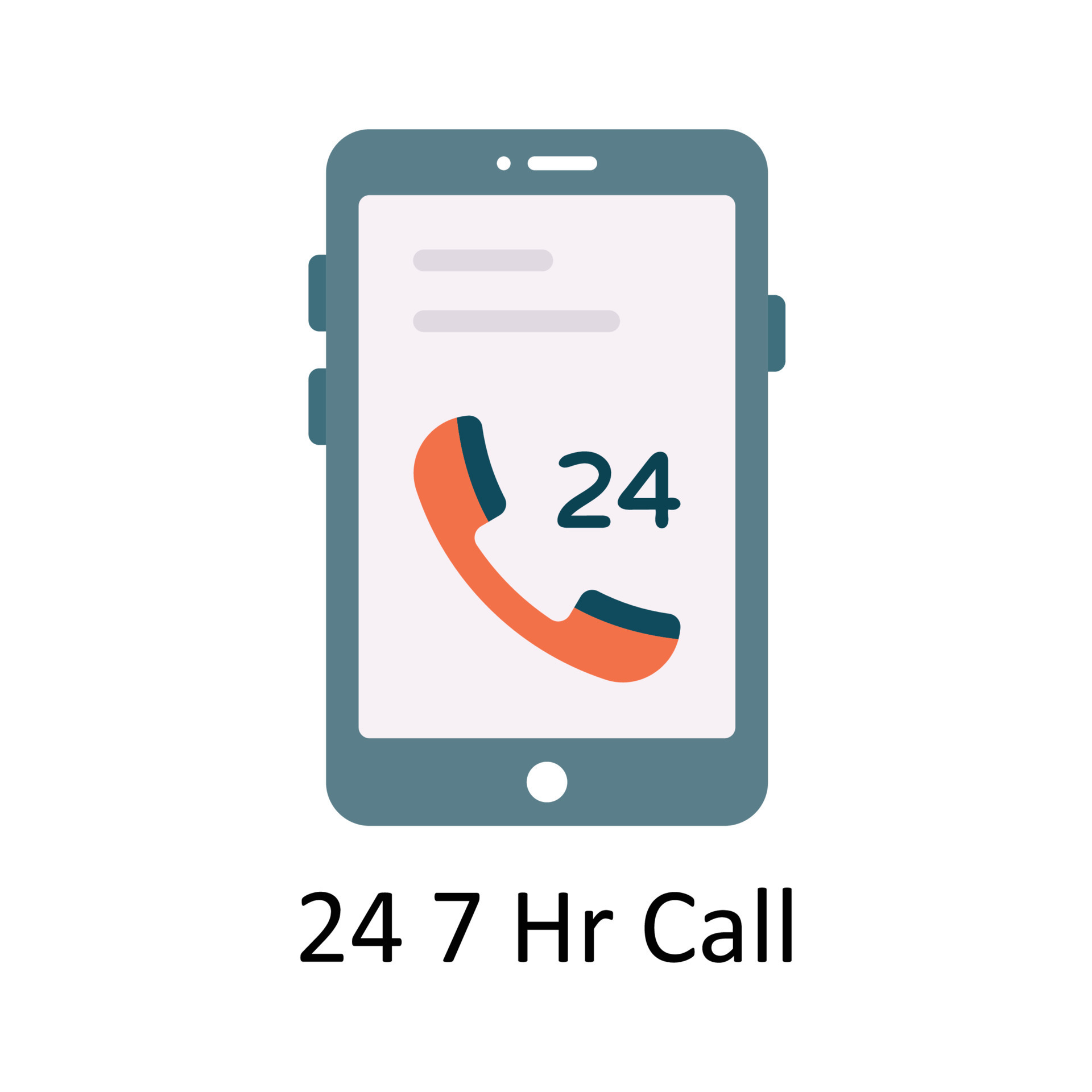 24 7 7 hora llamada vector plano icono diseño ilustración. comercio electrónico y compras ...