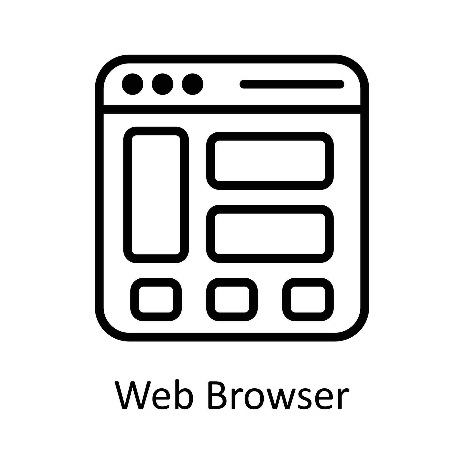 Web Browser Vector Outline Icon Design Illustration User Interface Symbol On White Background