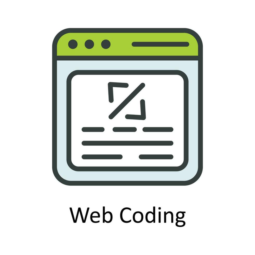 Web Coding Vector Fill Outline Icon Design Illustration User Interface Symbol On White
