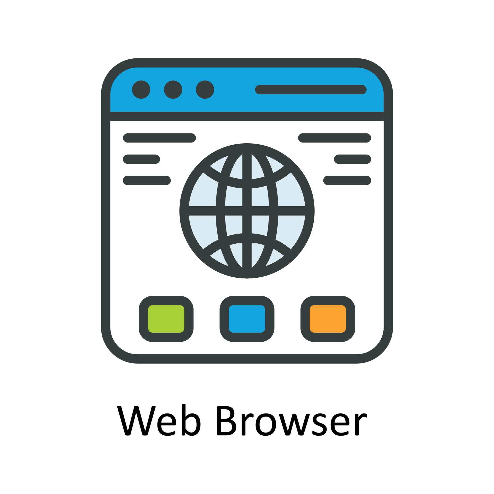 Web Browser Vector Fill Outline Icon Design Illustration User Interface Symbol On White