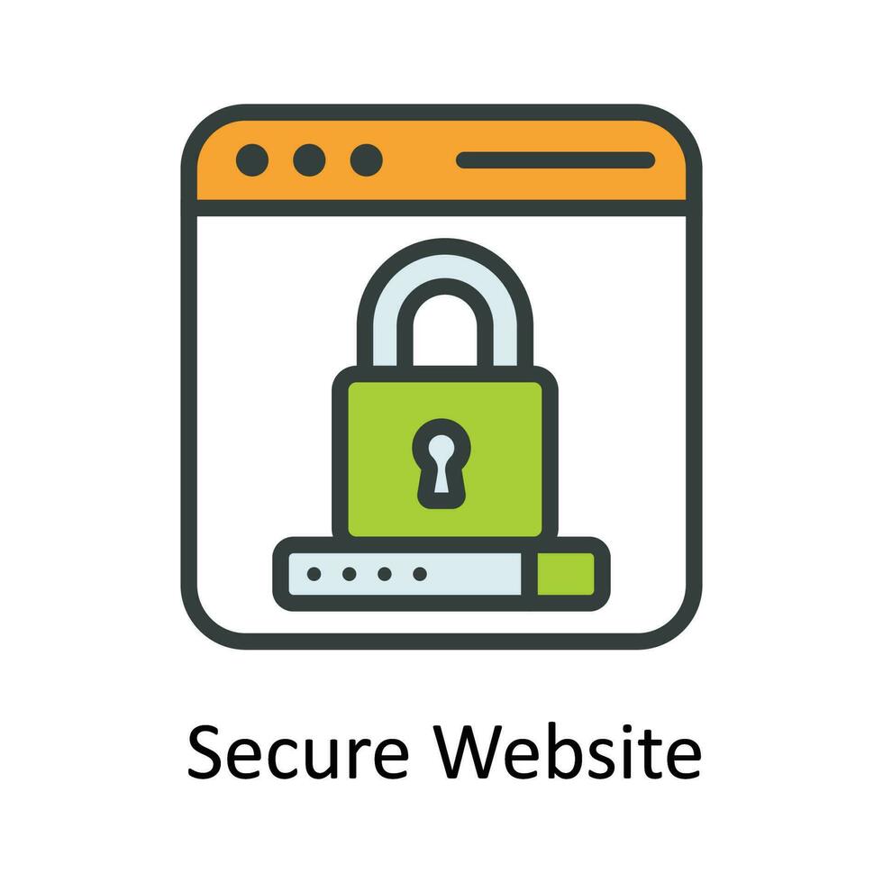 Secure Website Vector Fill outline Icon Design illustration. Seo and ...